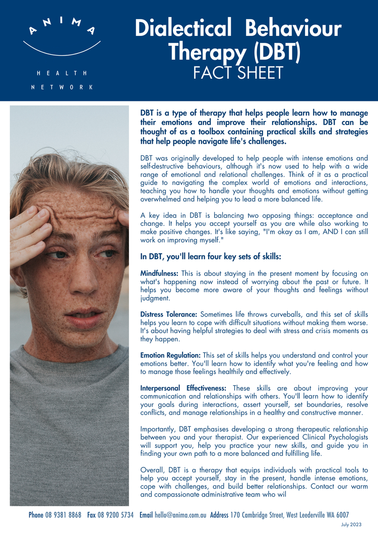 Fact Sheets - ANIMA Health Network I Psychologist Perth I Assessments Perth