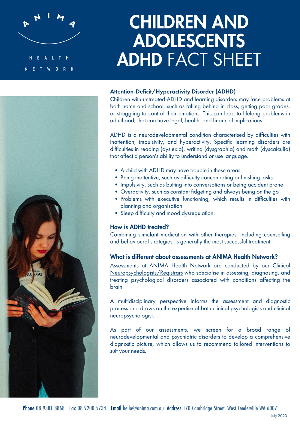 Fact Sheets - ANIMA Health Network I Psychologist Perth I Assessments Perth