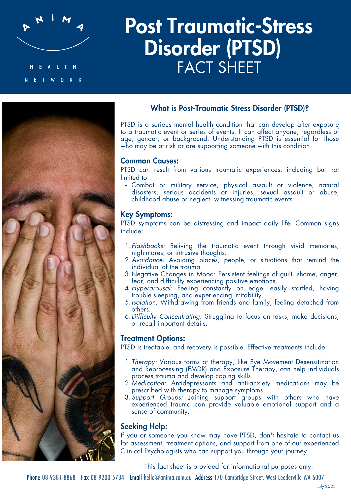Fact Sheets - ANIMA Health Network I Psychologist Perth I Assessments Perth
