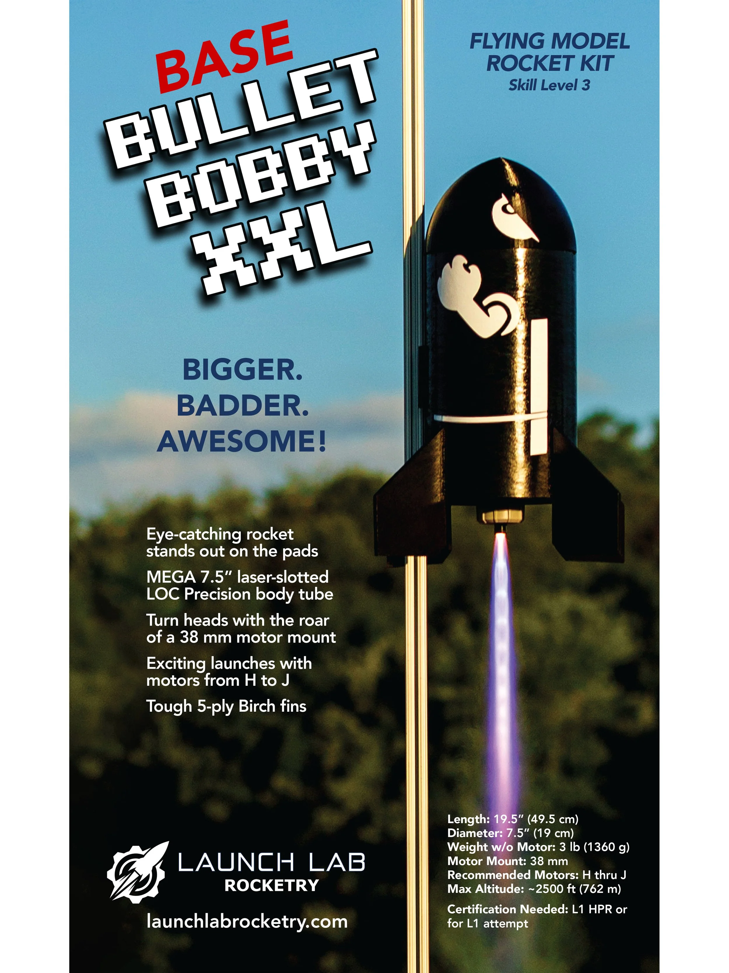 Buy Bullet Bobby XXL DELUXE 7.5" Flying Model Rocket Kit — Launch Lab ...