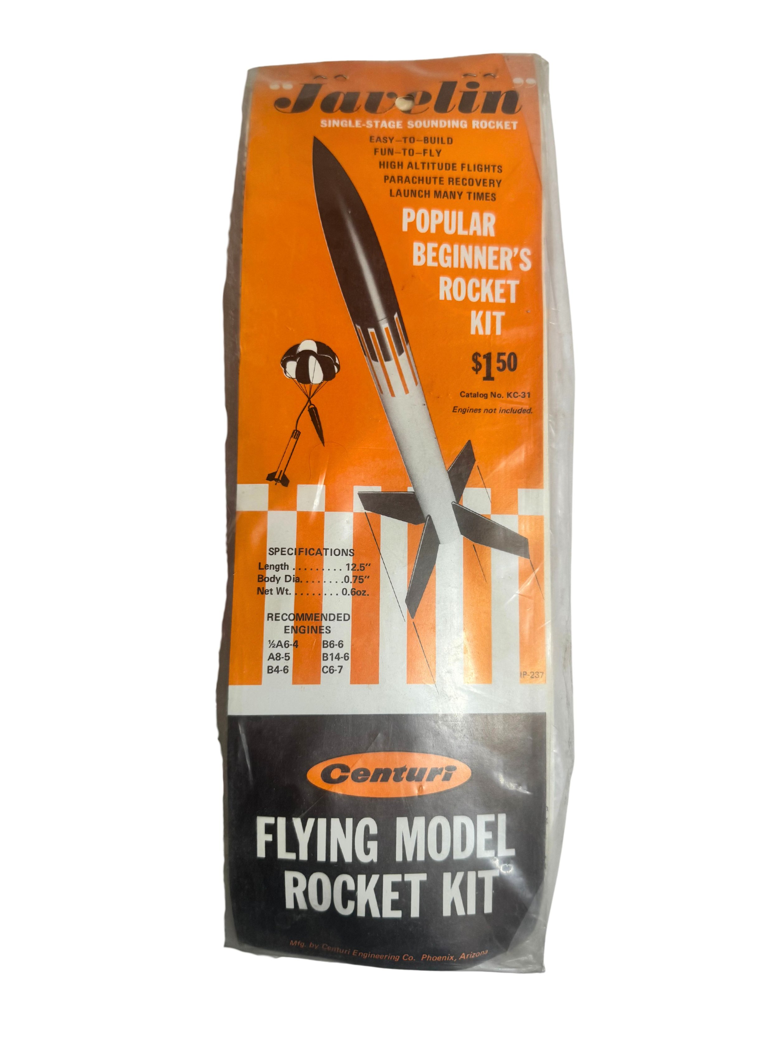 Buy Centuri Javelin Flying Model Rocket Kit - KC-31 — Launch Lab Rocketry