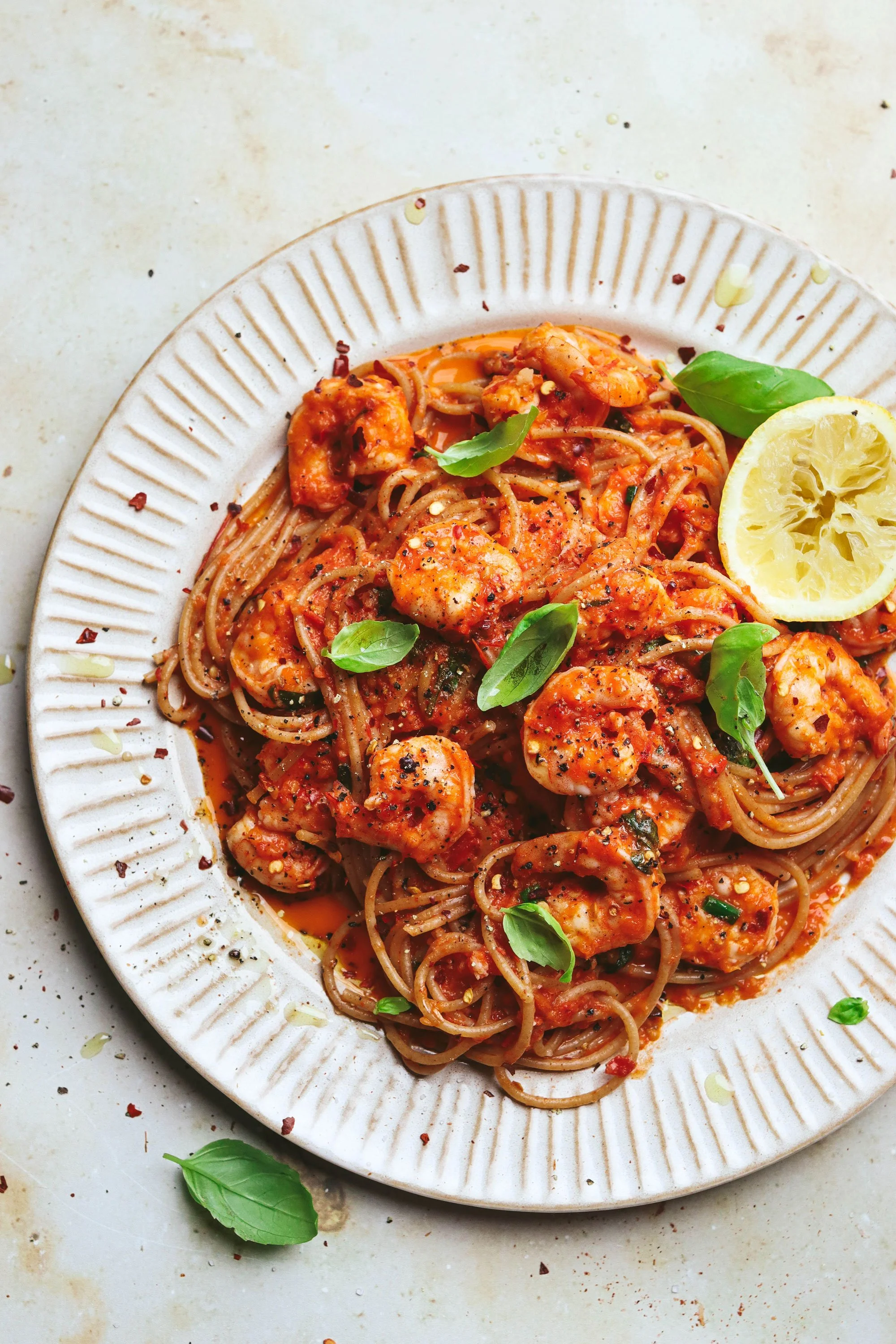 Spicy Roasted Pepper & Prawn Pasta — The Seasonal Aesthetic