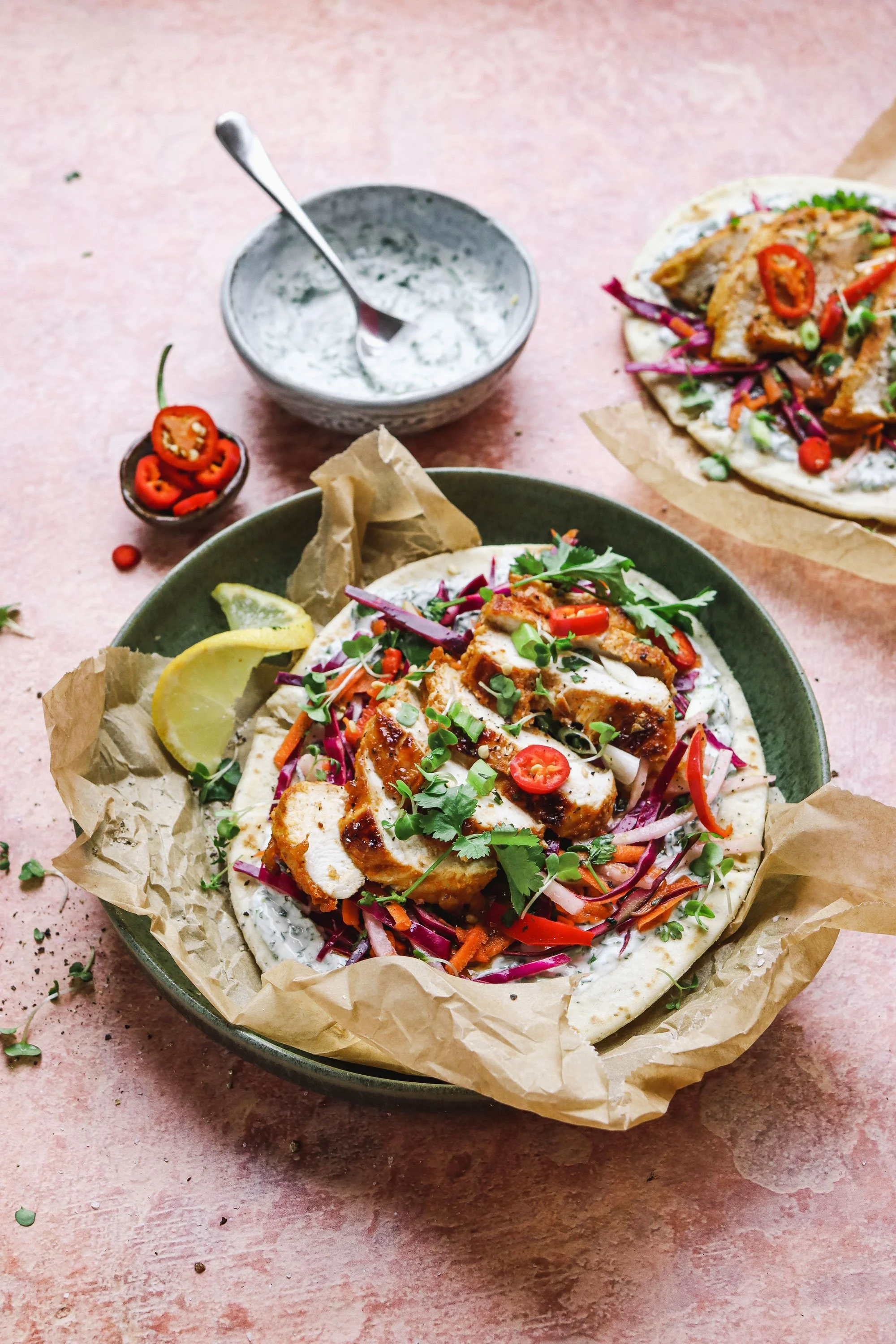 Chicken Flatbread with Herby Yoghurt Sauce — The Mother Cooker
