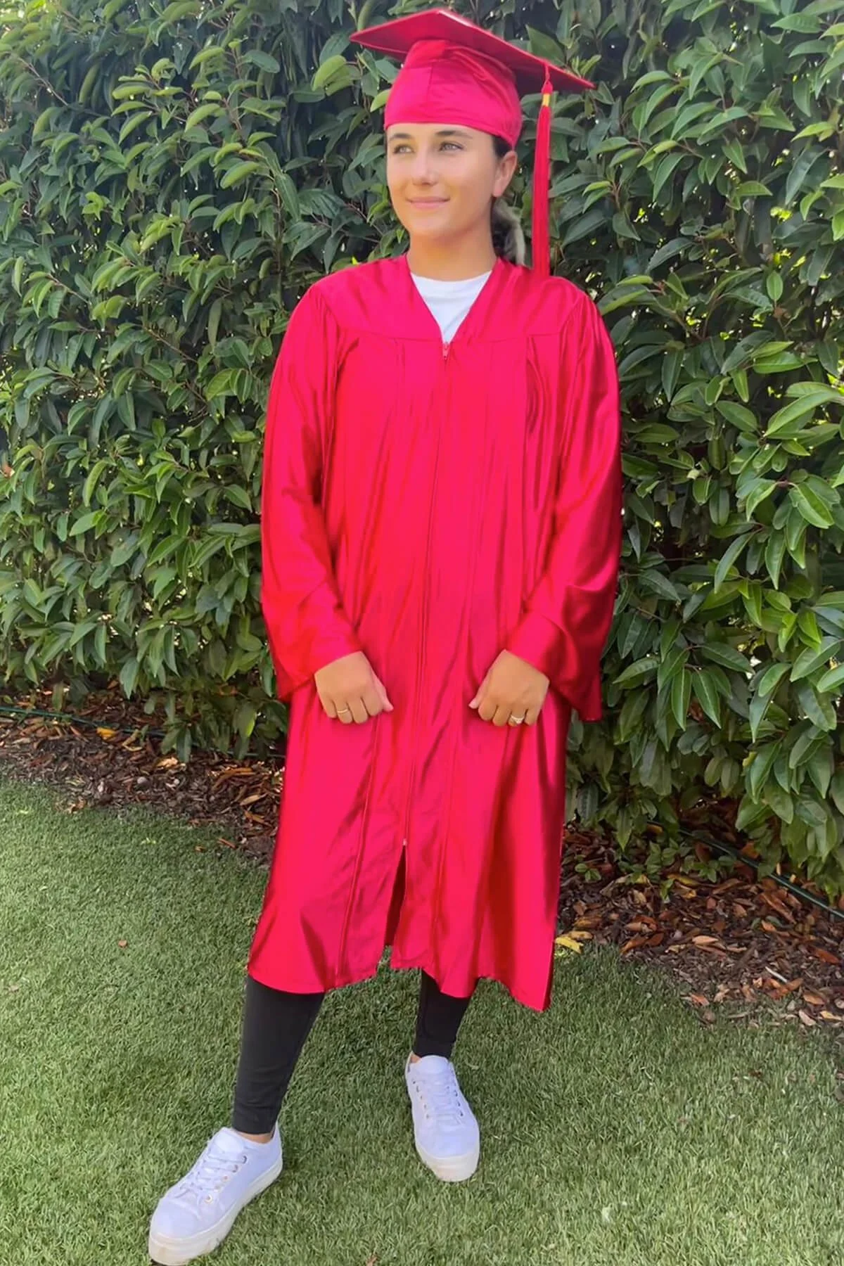graduation gown with mortarboard package zip front high lustre finish ...