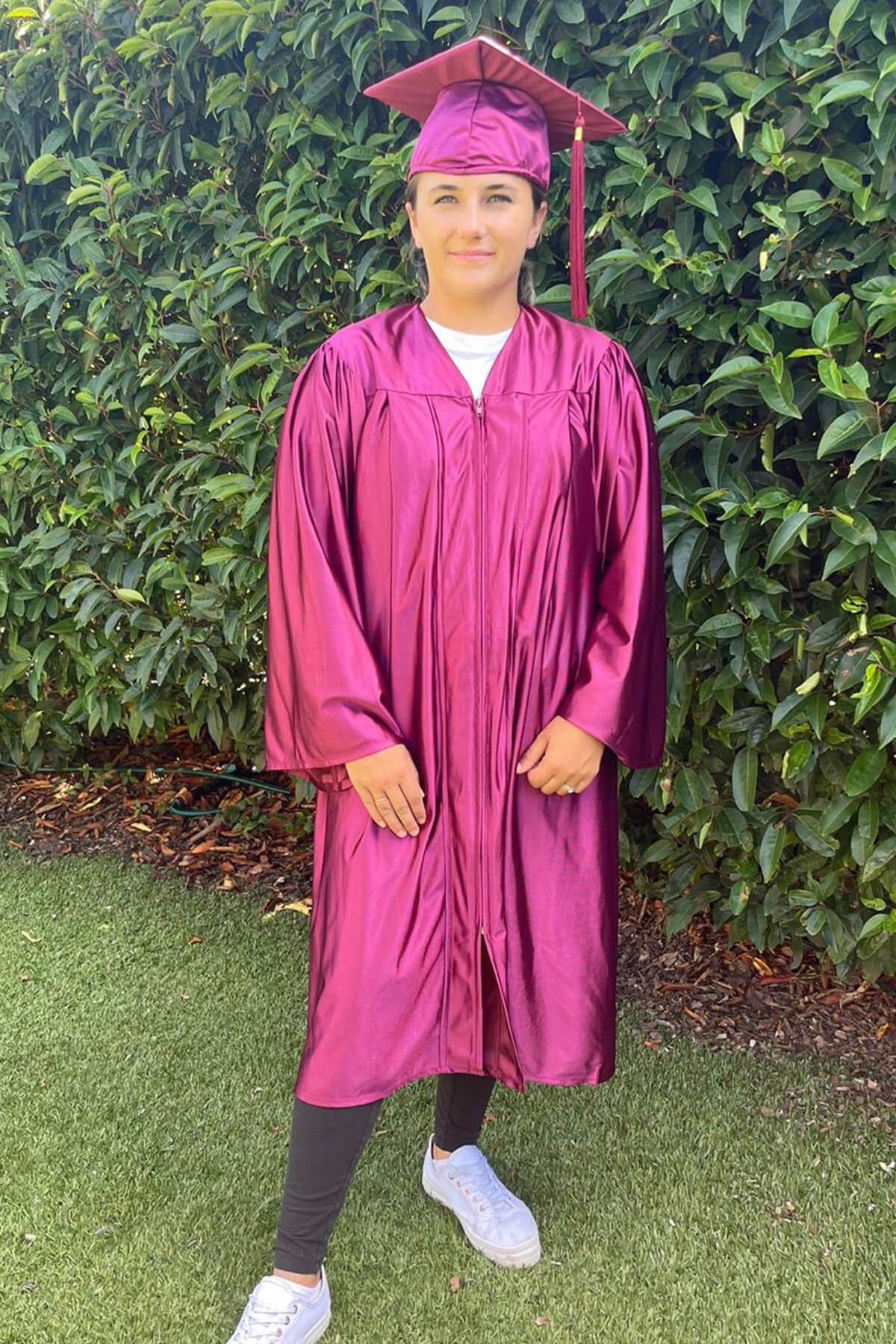 graduation gown with mortarboard package zip front high lustre finish ...