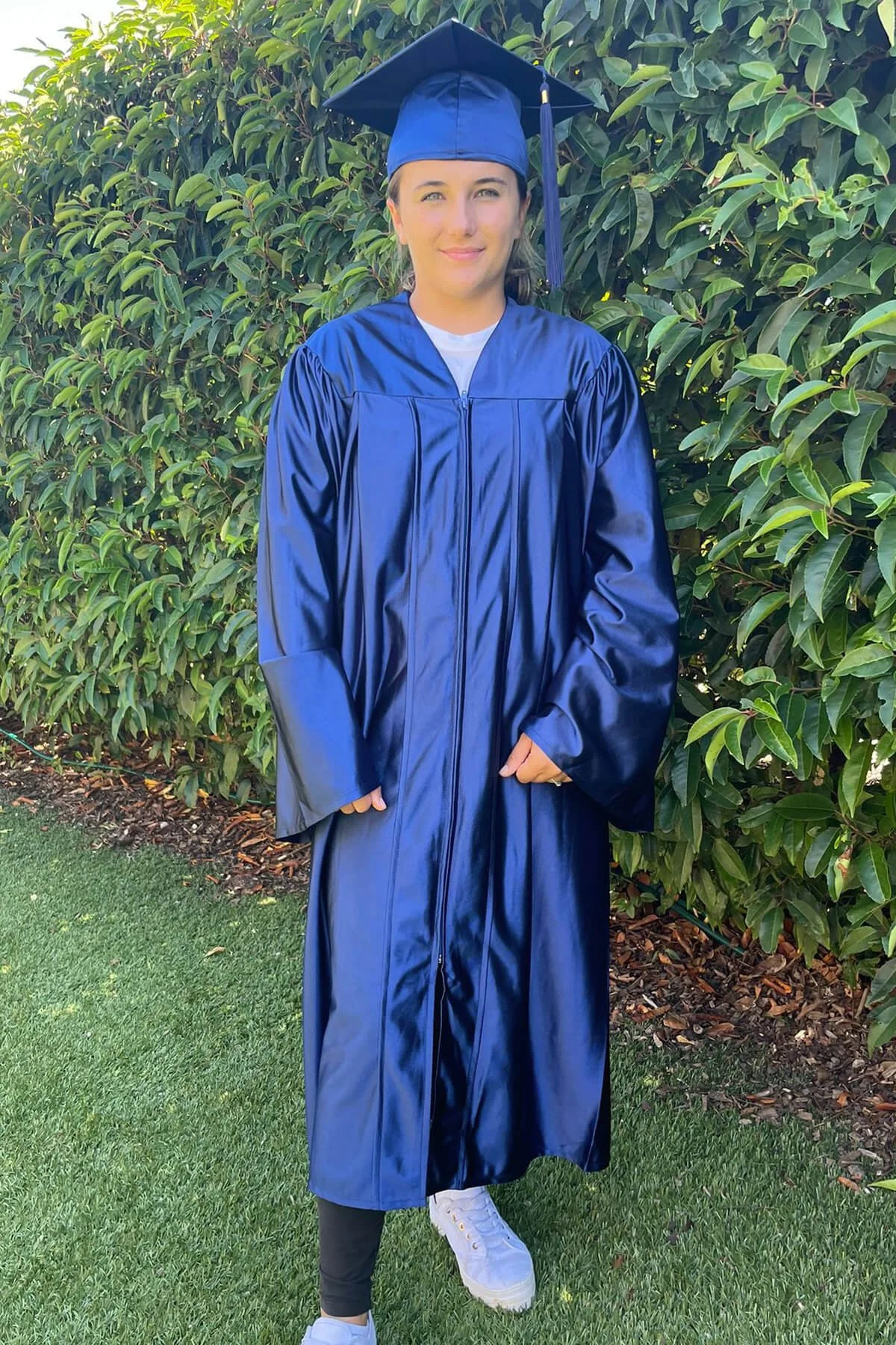 graduation gown with mortarboard package zip front high lustre finish ...