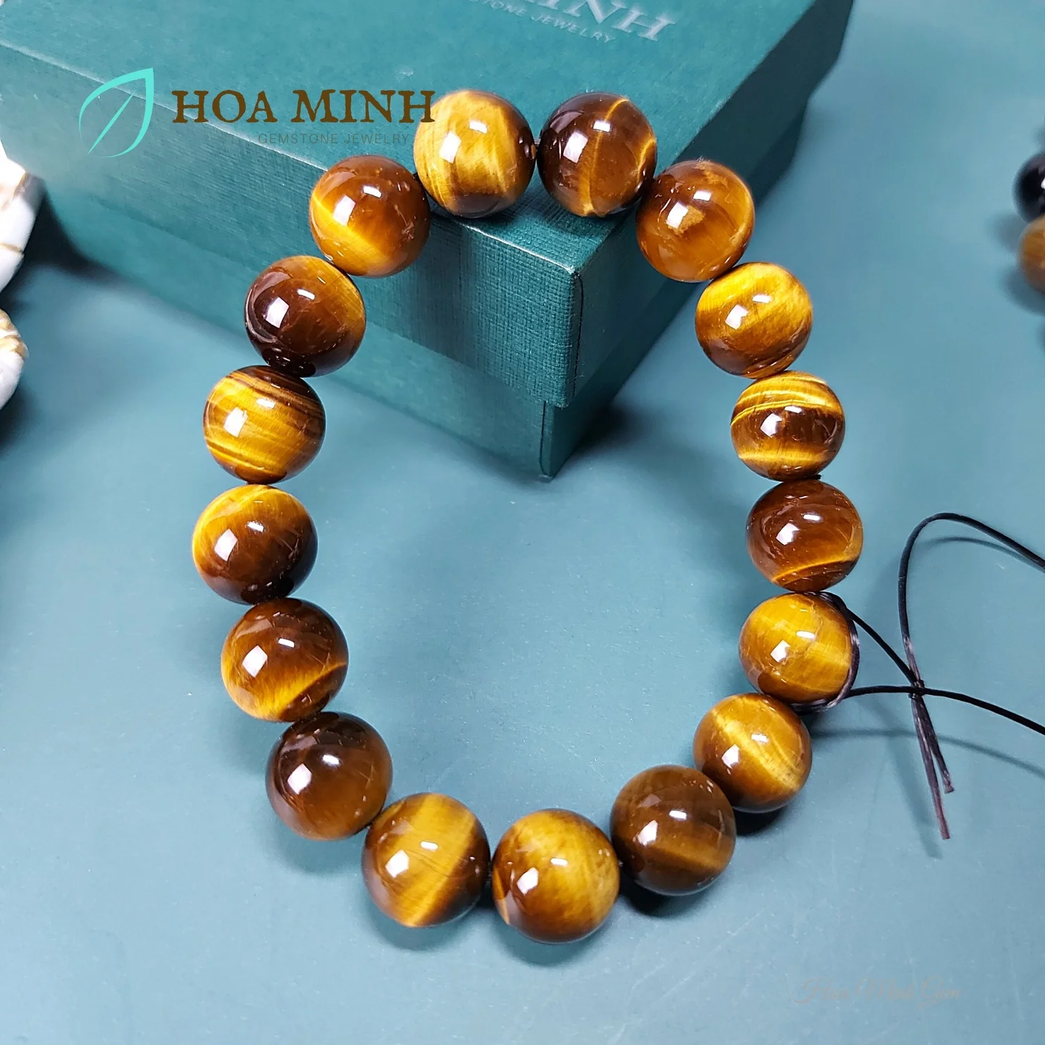 Vòng tay phong thủy chuỗi Mắt Hổ Vàng Nâu 12 li loại 5A vip — HOA MINH GEM