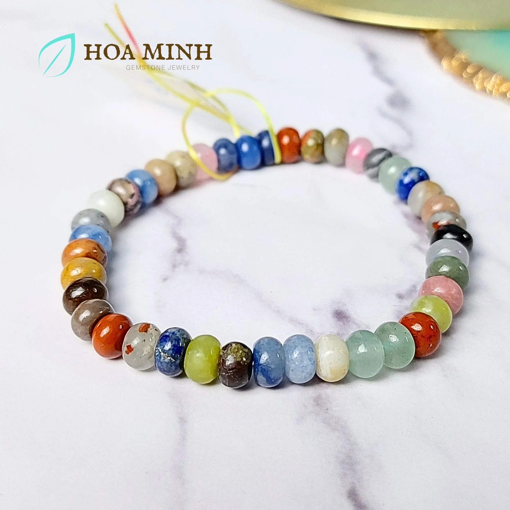 Vòng tay phong thủy kiểu bánh xe ngũ hành đủ loại đá Lapis Lazuli thanh ...