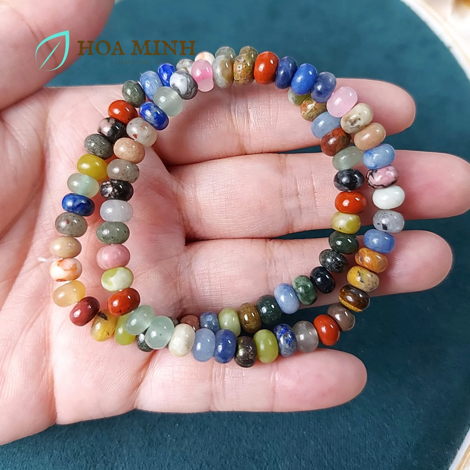 Vòng tay phong thủy kiểu bánh xe ngũ hành đủ loại đá Lapis Lazuli thanh ...