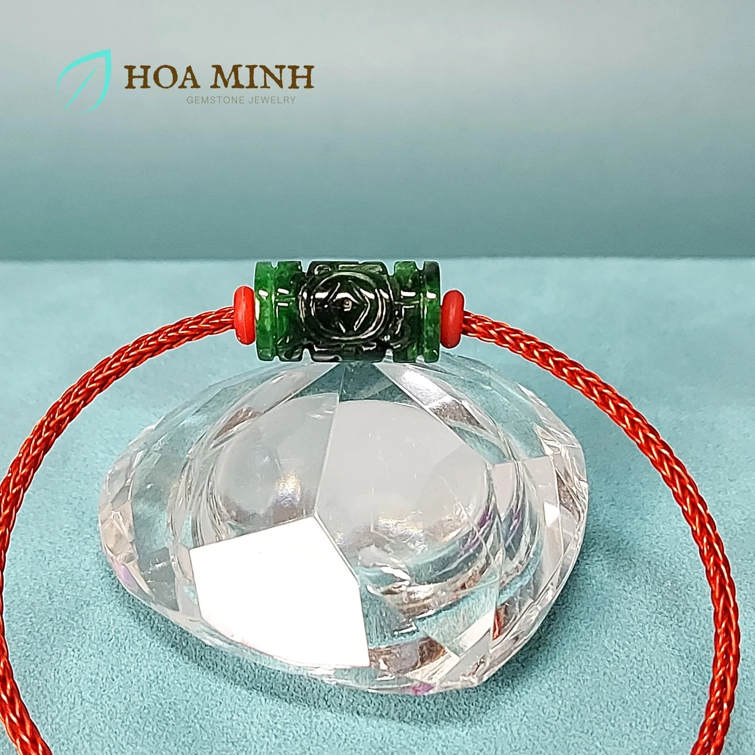 Vòng tay sợi phối lu thống Cẩm Thạch Sơn Thủy chạm kim tiền size 8 ...