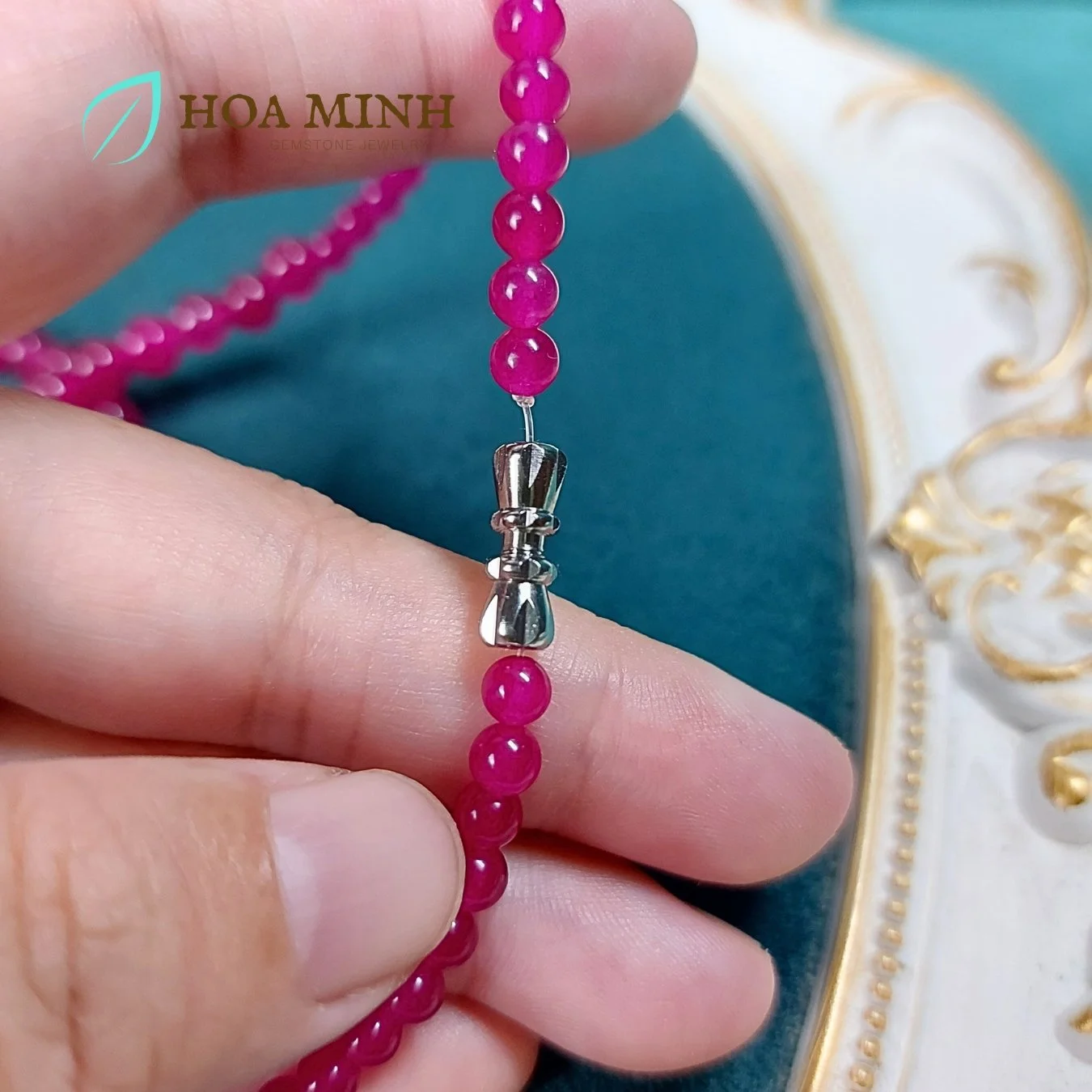 Chuỗi đeo cổ dài 52cm đá Mã Não hồng ruby nhiều size hạt phong cách cổ ...