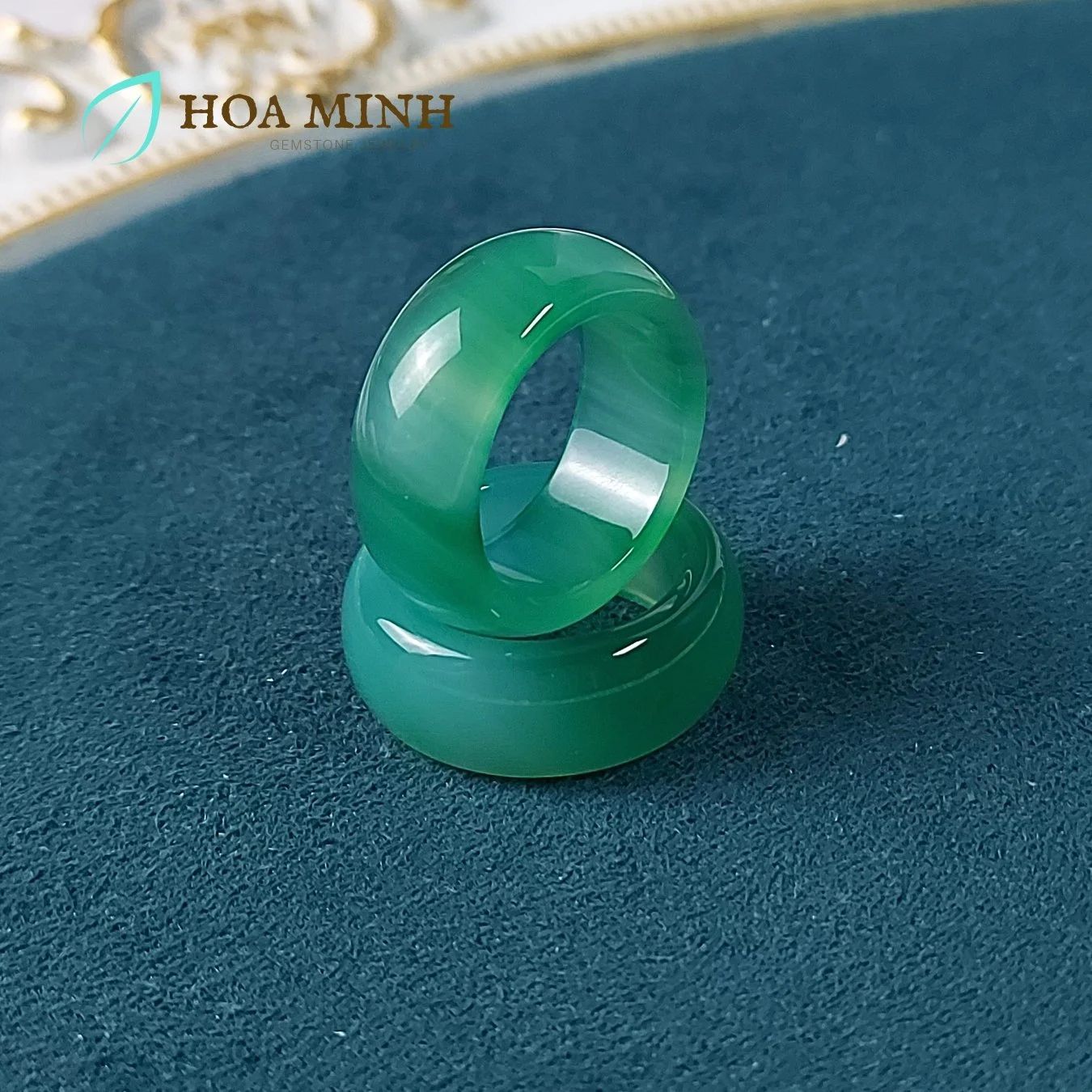 Nhẫn đá Mã Não xanh lá size đường kính 19mm dày nhẫn 10 li size lớn ...