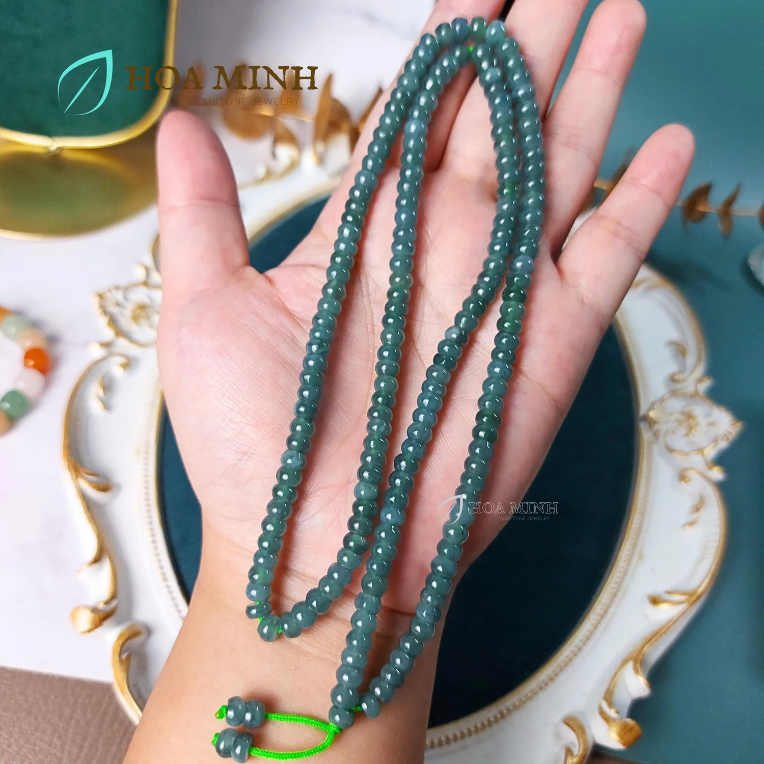 Vòng chuỗi đá Cẩm Thạch Lam Ngọc VIP kiểu bánh xe size 5.6 li phong ...