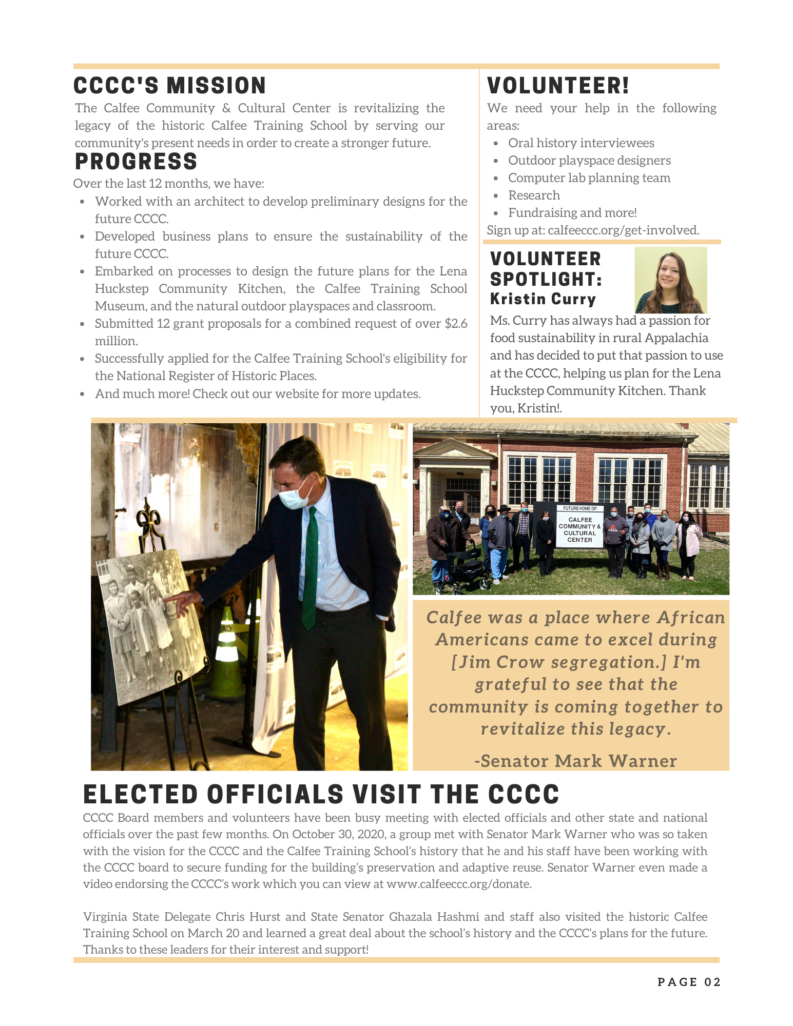 CCCC Newsletter Summer 2021 — Calfee Community & Cultural Center