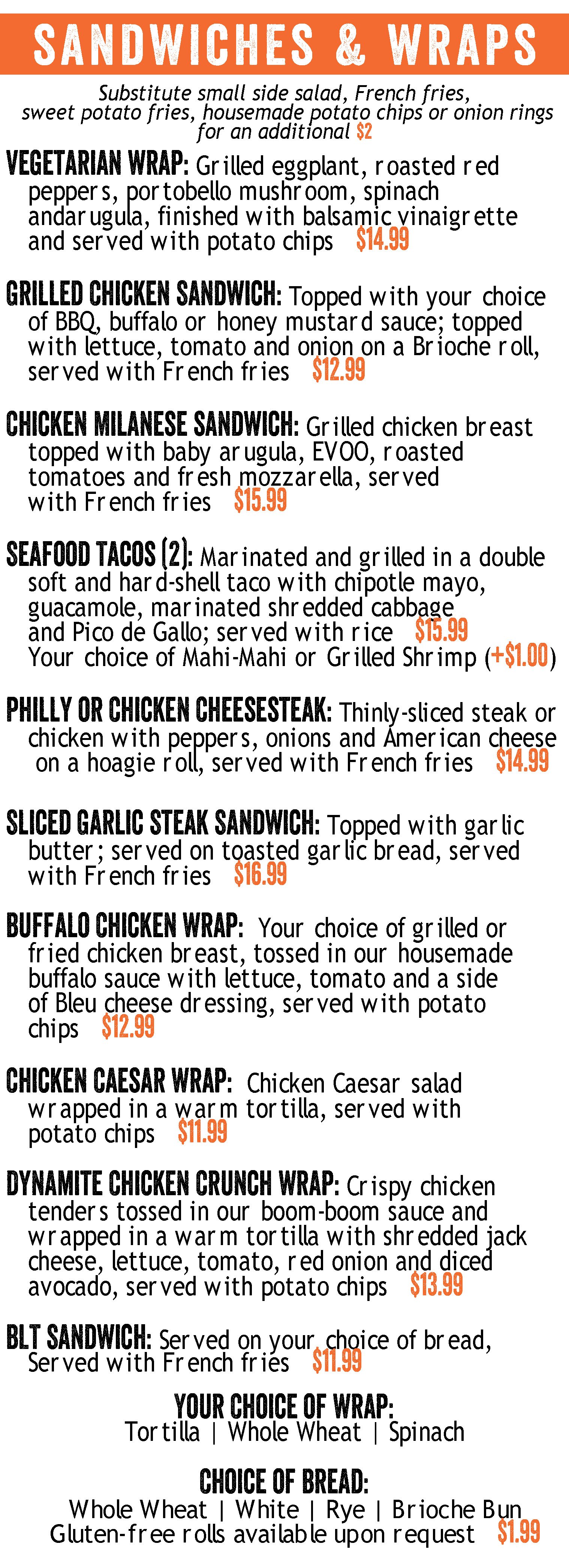 Menu — River Rock Restaurant & Marina Bar