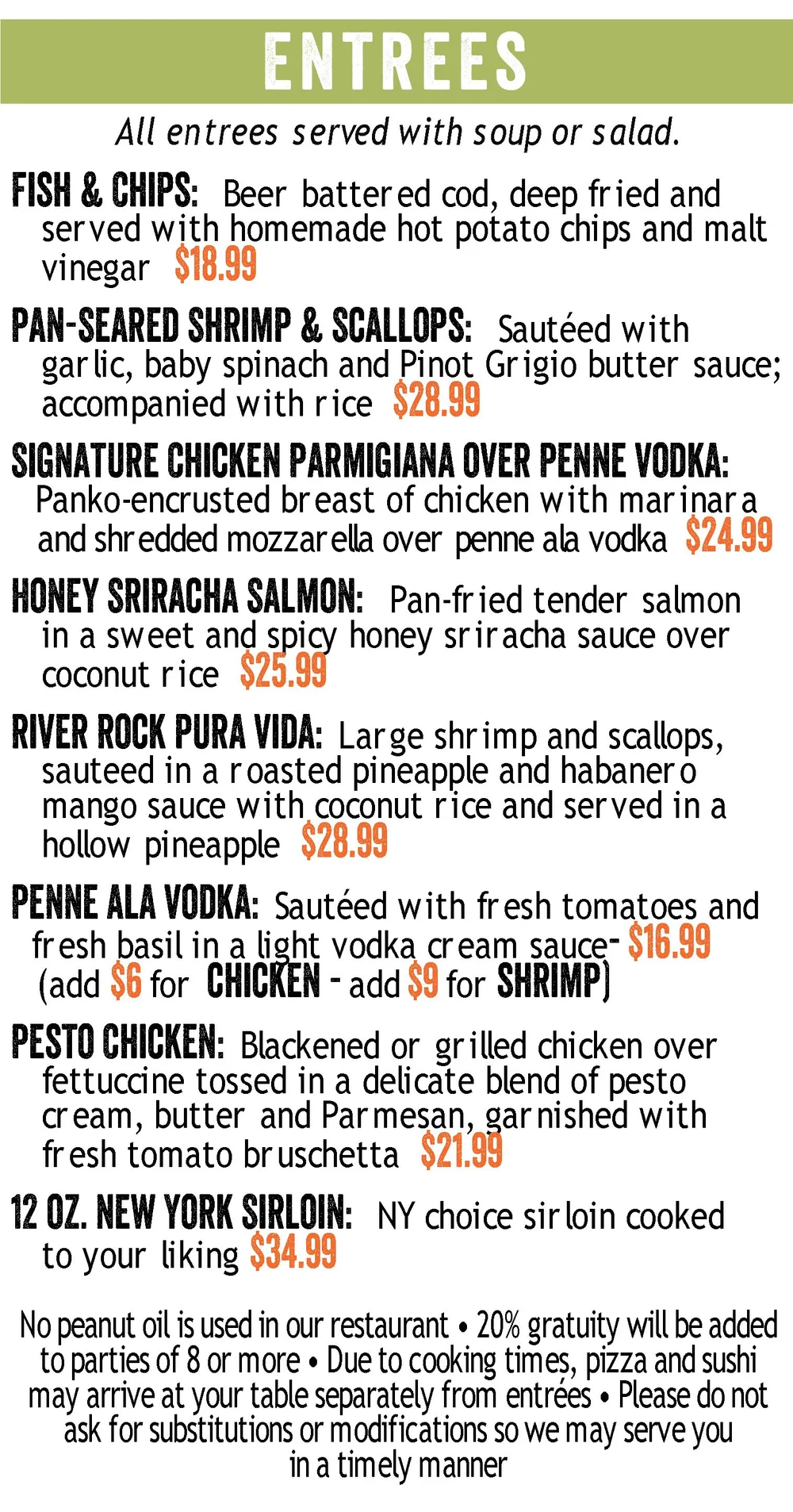 Menu — River Rock Restaurant & Marina Bar