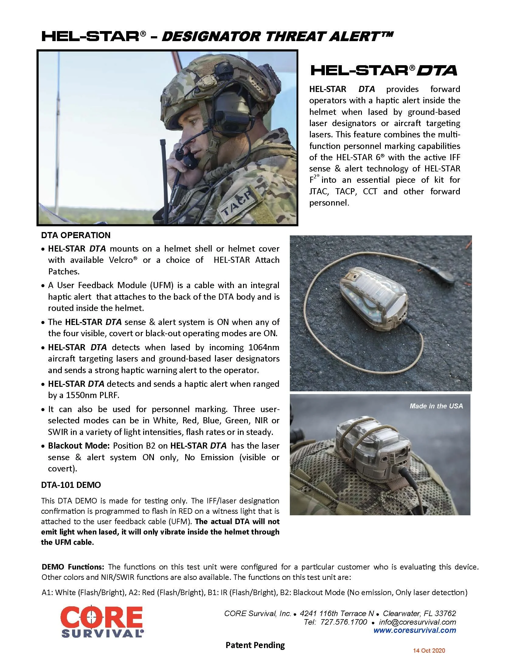 DTA Flyer — CORE Survival Inc.