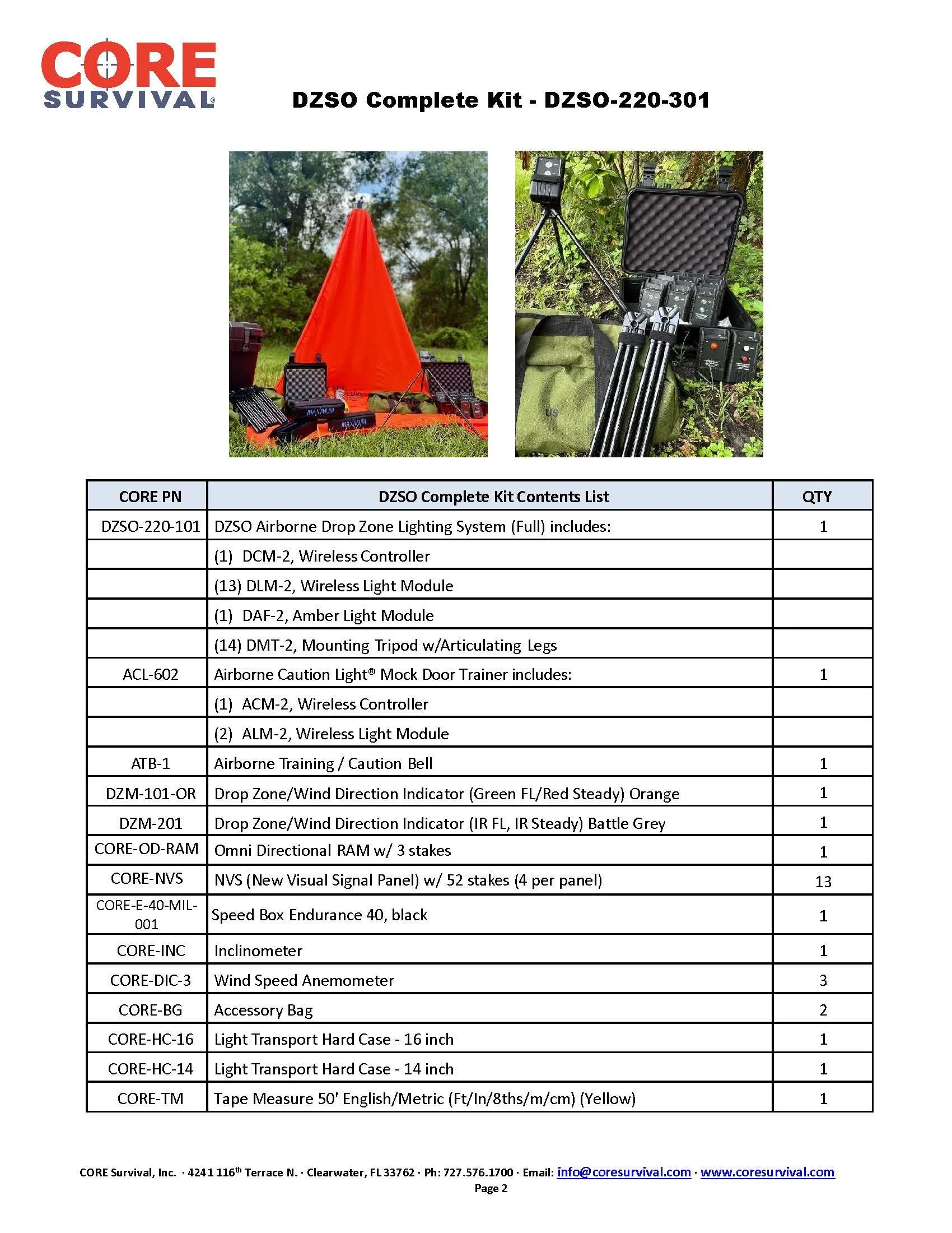 DZSO Flyer — CORE Survival Inc.