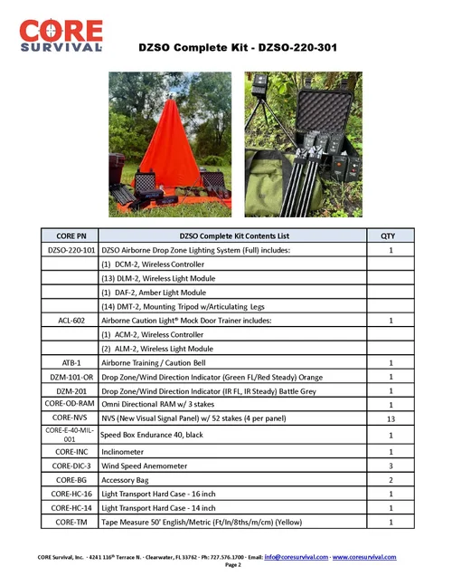 DZSO Flyer — CORE Survival Inc.