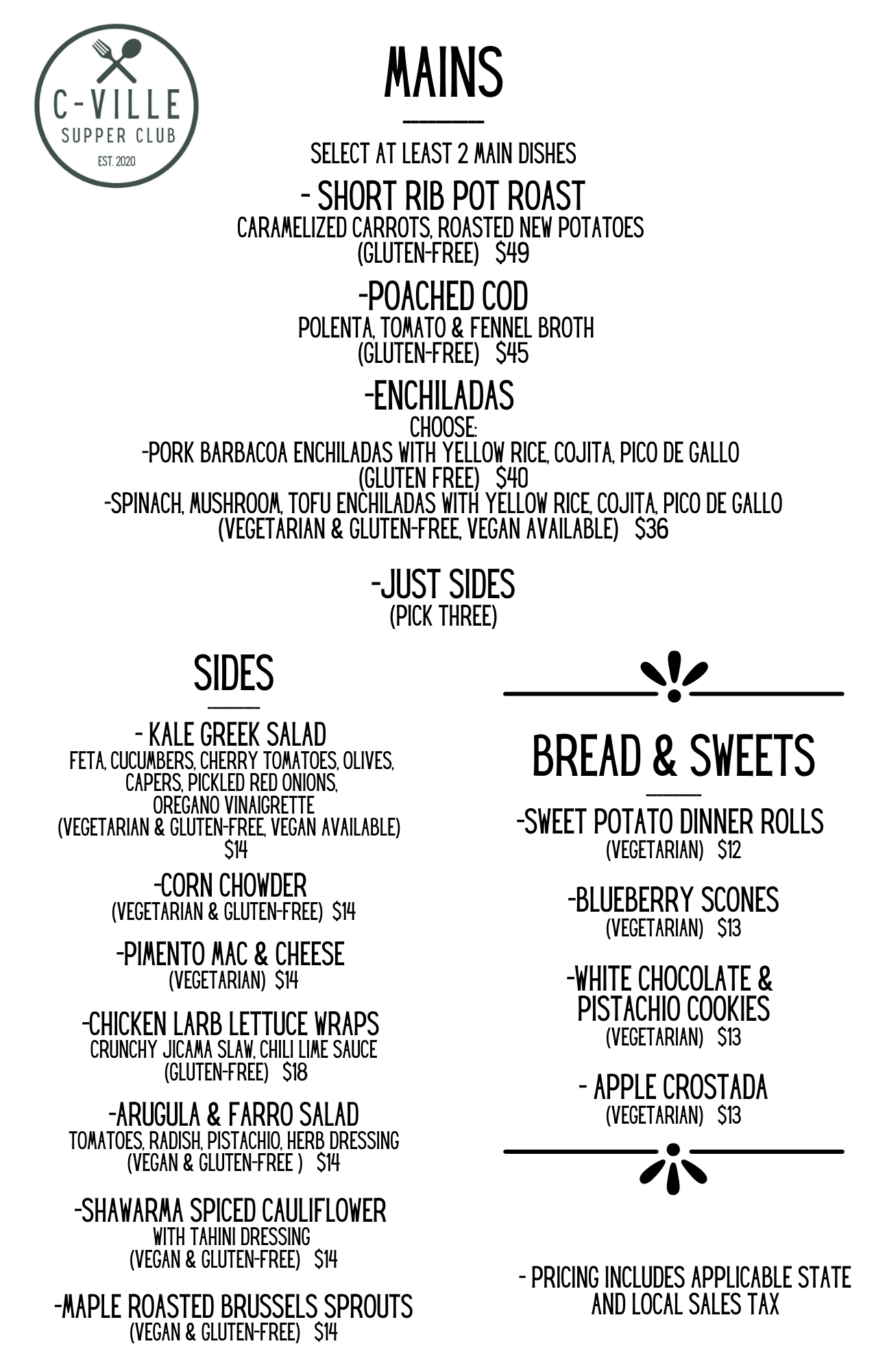 Past Menus — C-Ville Supper Club