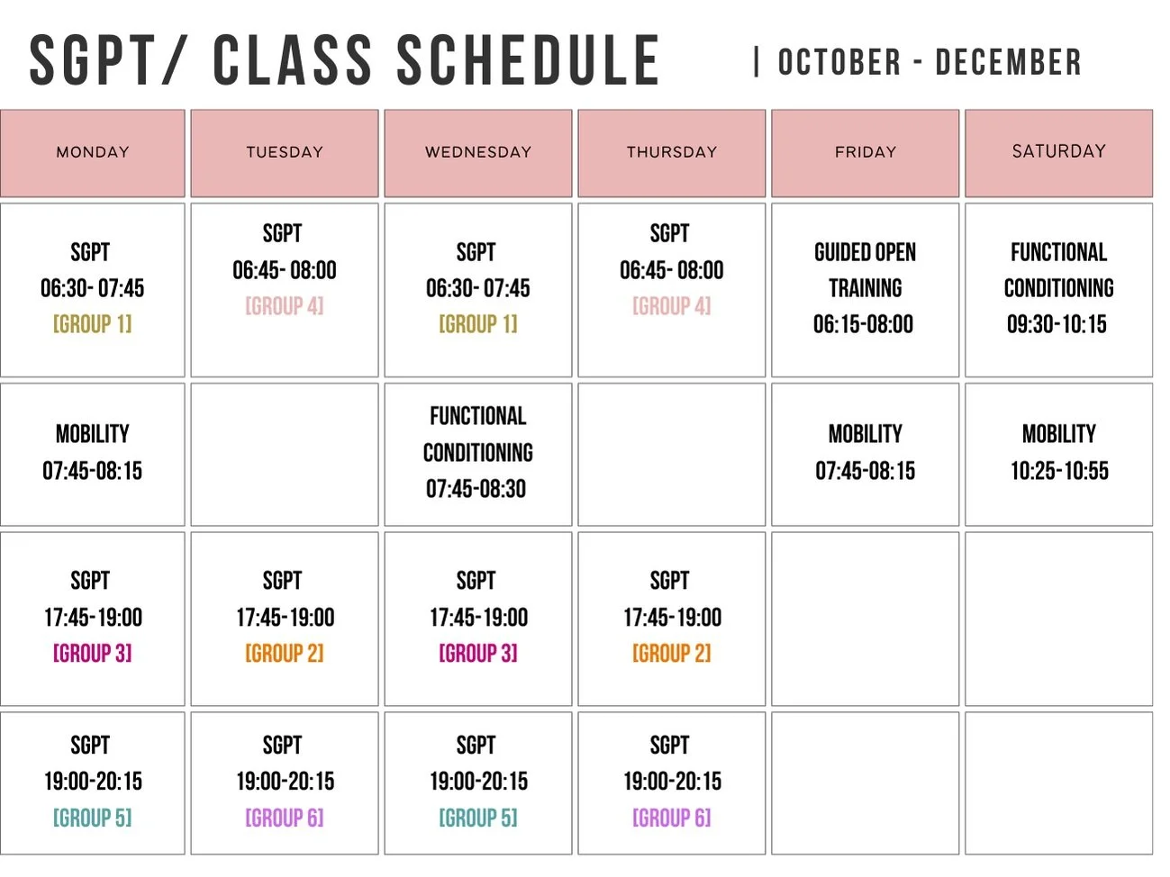 Class Timetable — Adapt Strength