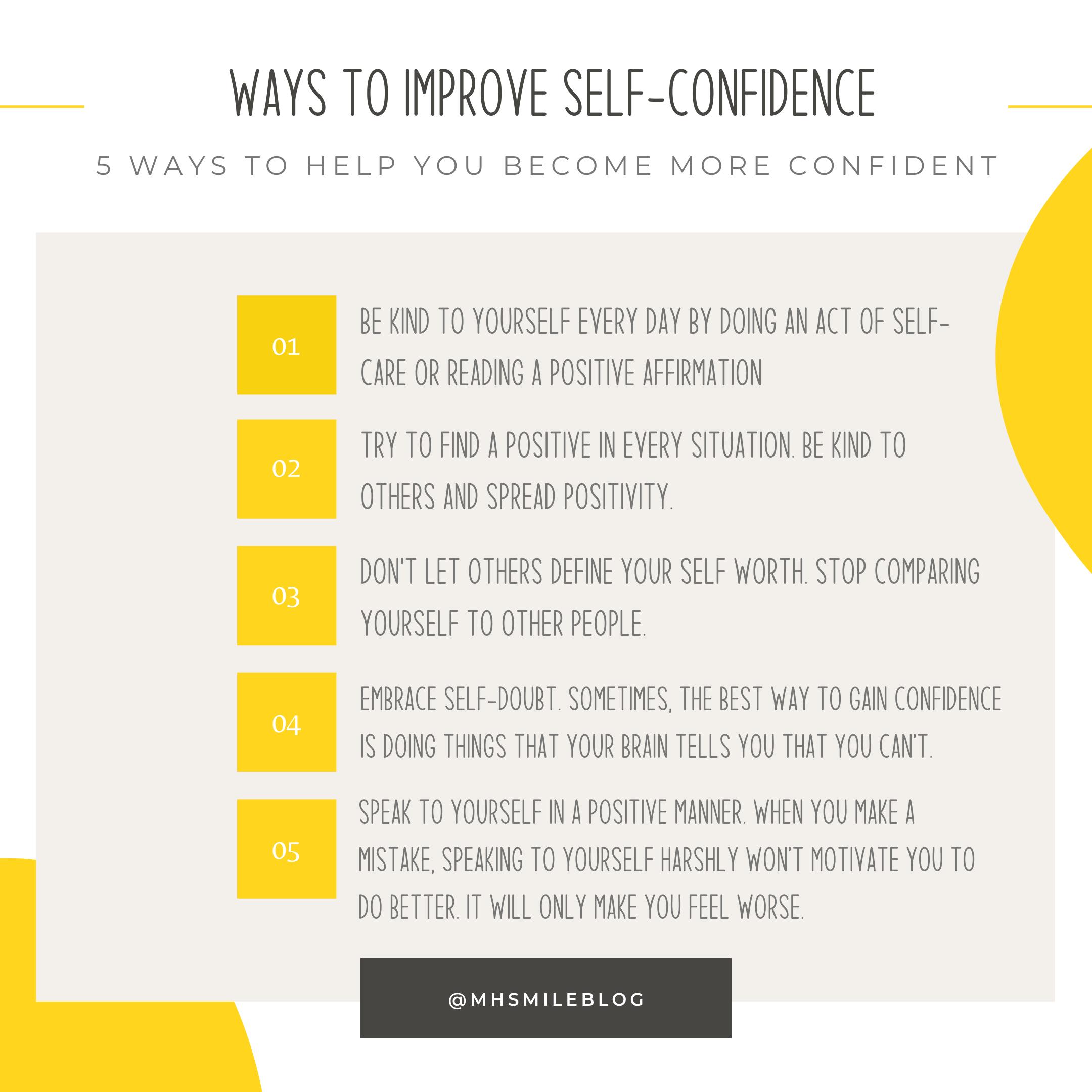 Let’s talk confidence — SMILE BLOG | Mental Health Awareness