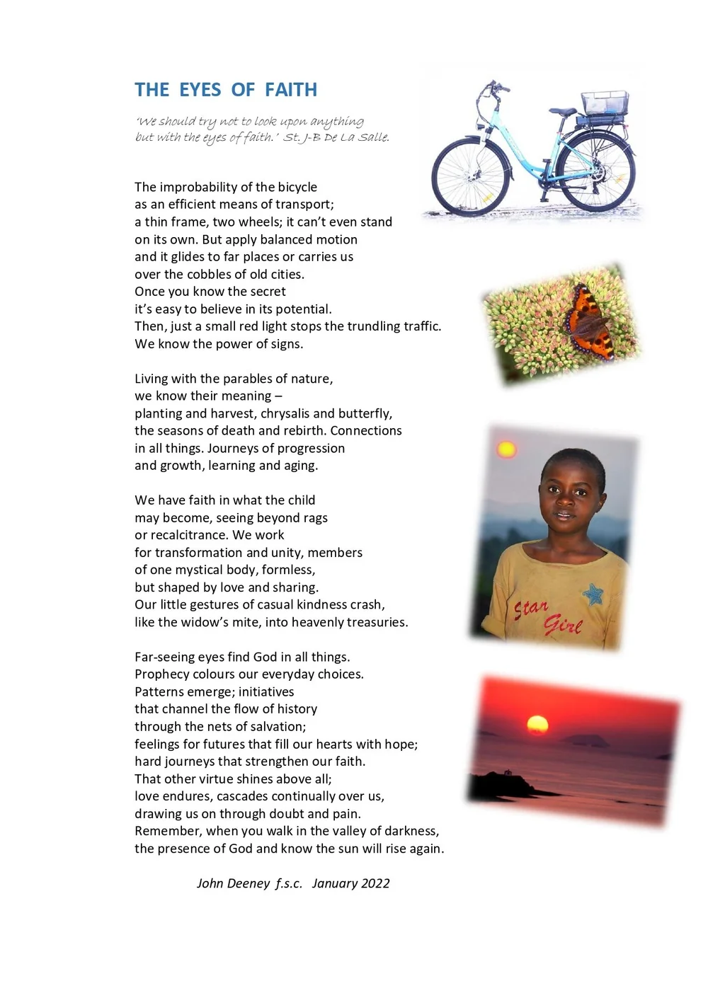 Br. John shares ‘The Eyes of Faith’ poem — La Salle