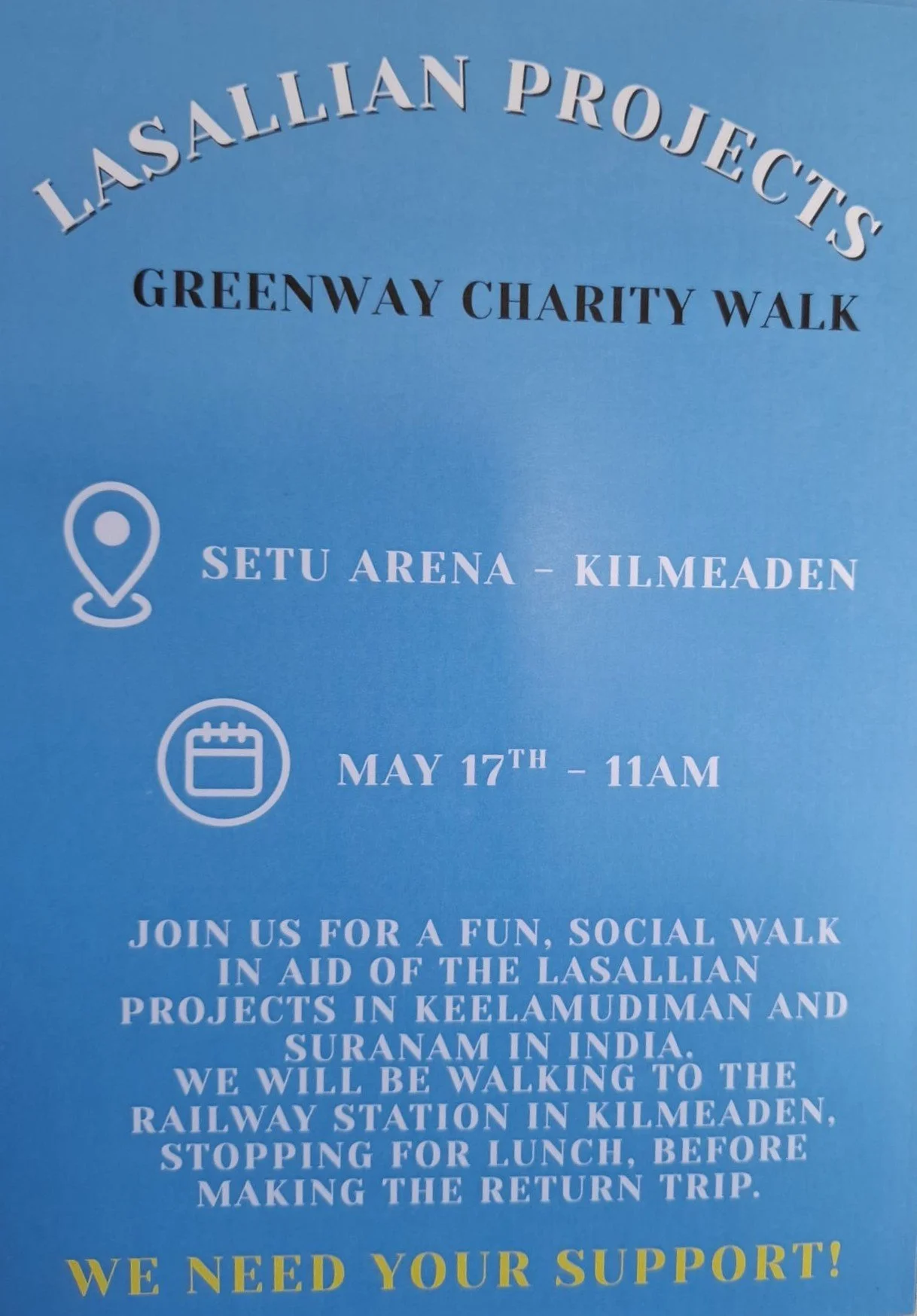 Fundraising walk to support construction of school in India — La Salle