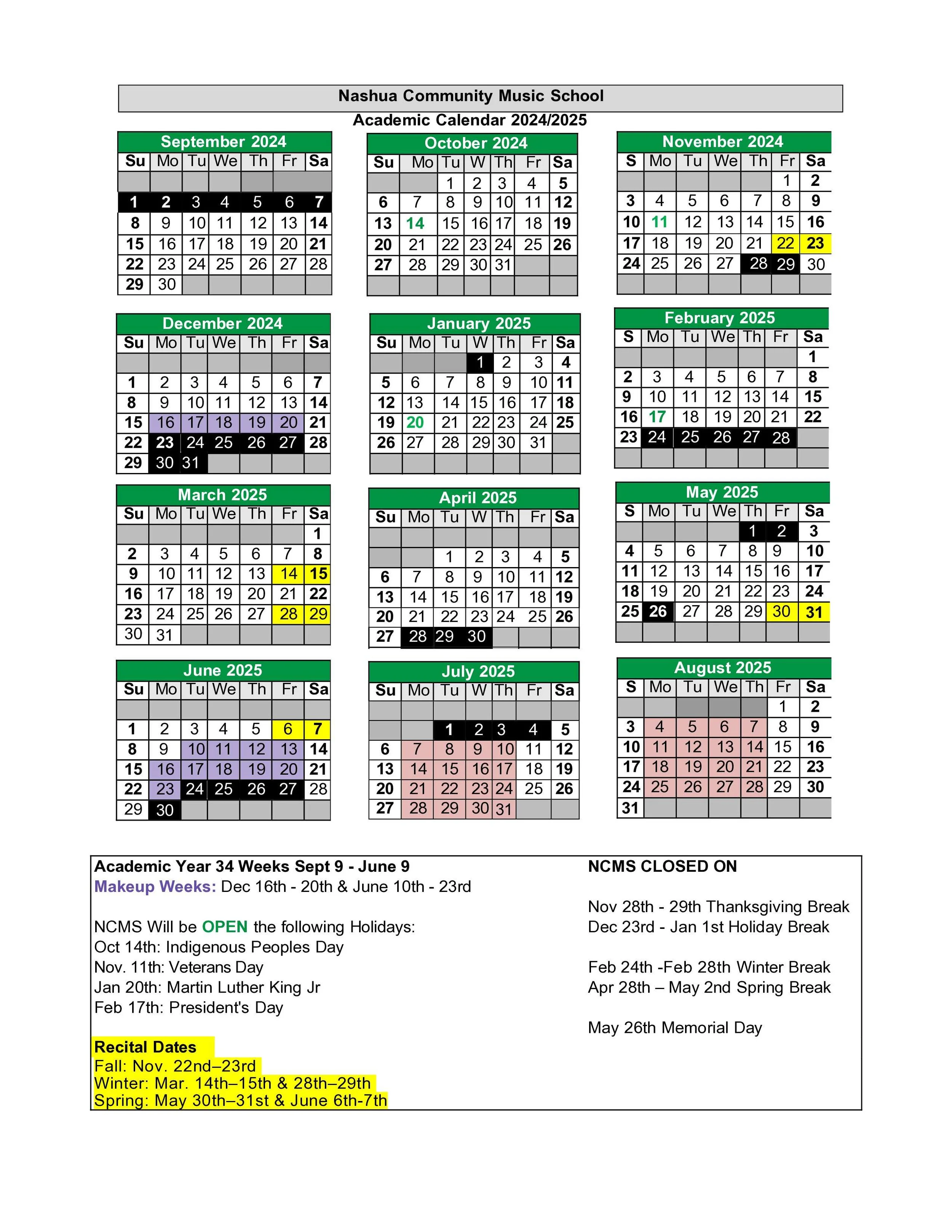 Calendar — Nashua Community Music School