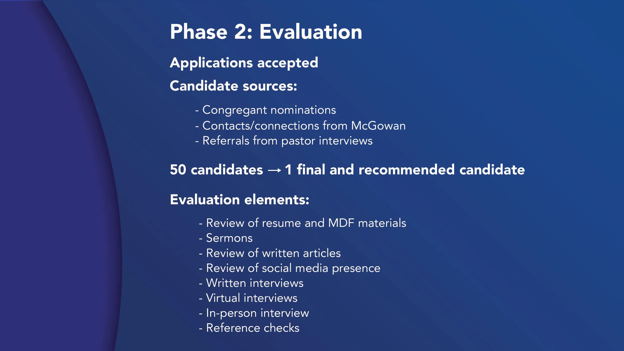 Lead Pastor Transition — Oak Mountain Presbyterian Church