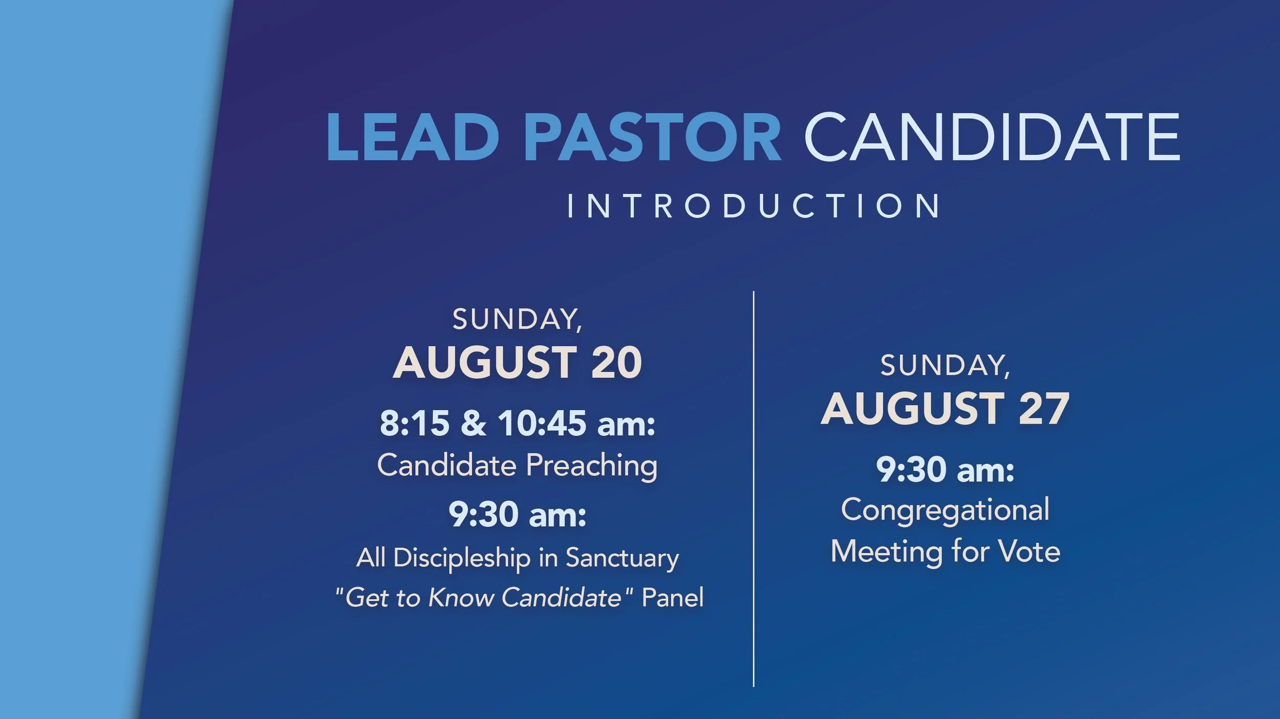 Lead Pastor Transition — Oak Mountain Presbyterian Church