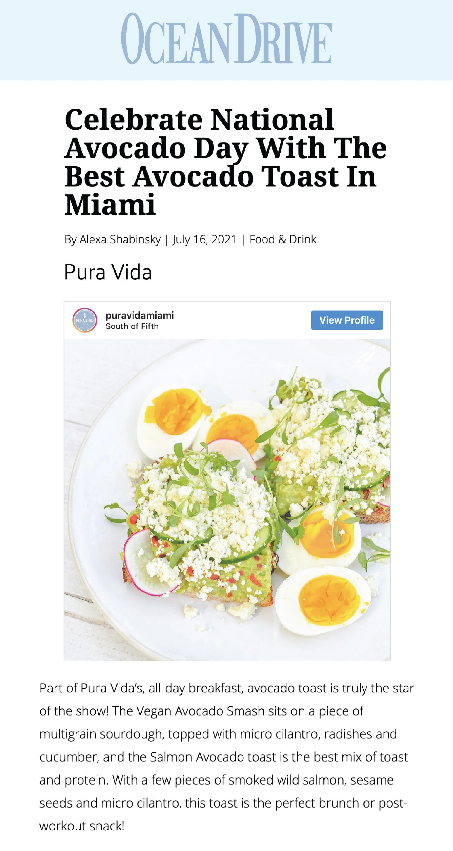 PRESS — PURA VIDA MIAMI