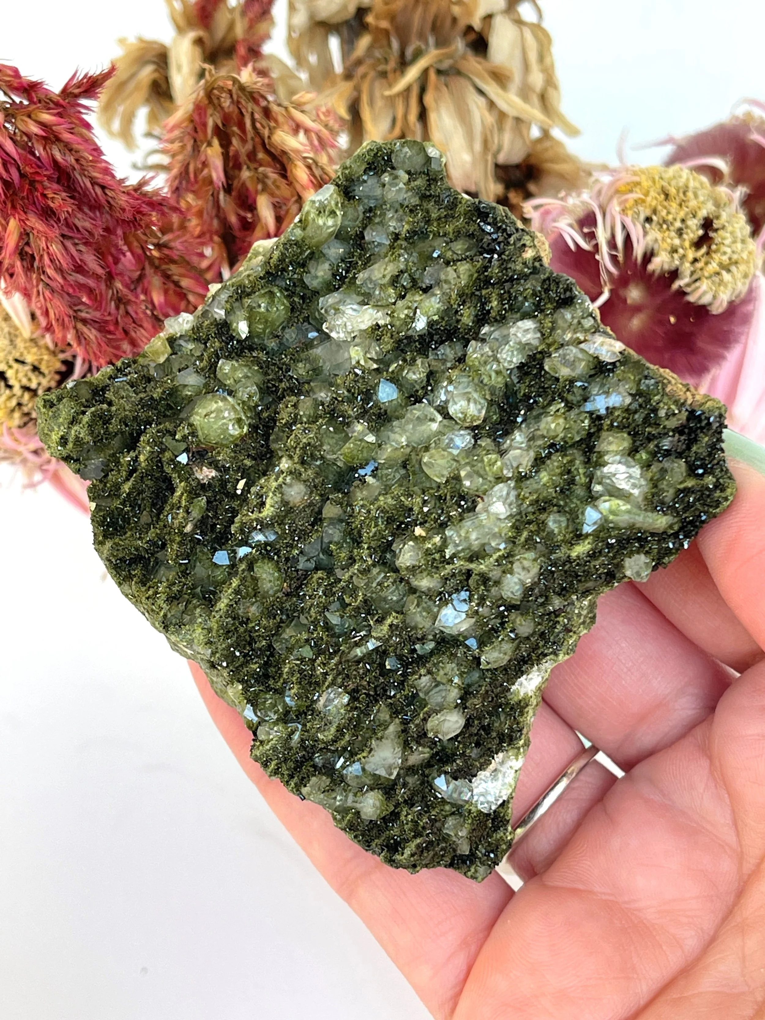 Green Forest Epidote with Quartz - B — Soul Magnolia Crystals