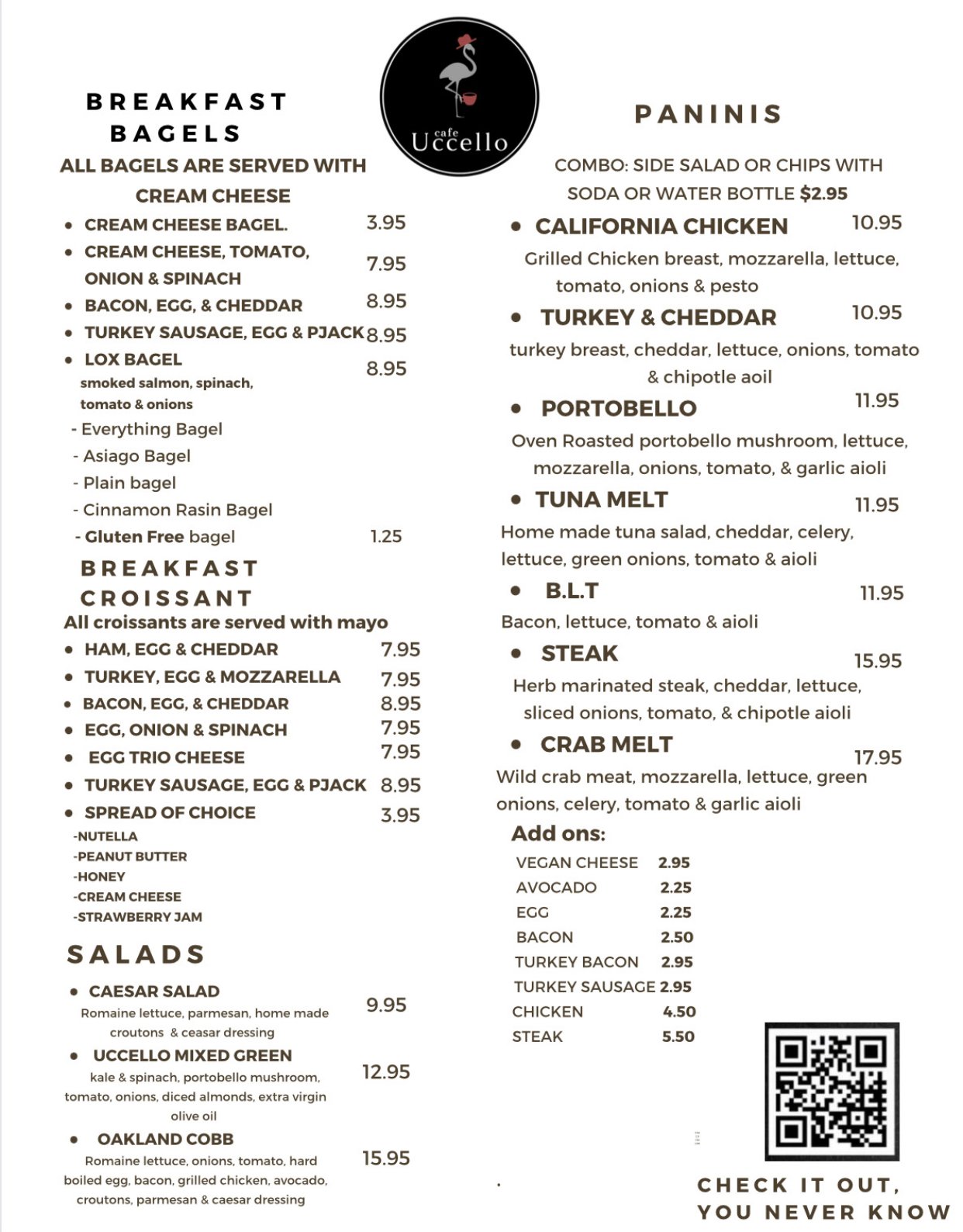 Menu — Cafe Uccello
