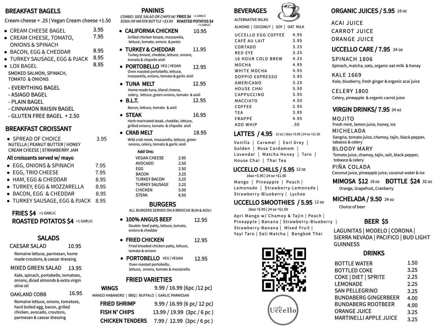 Menu — Cafe Uccello