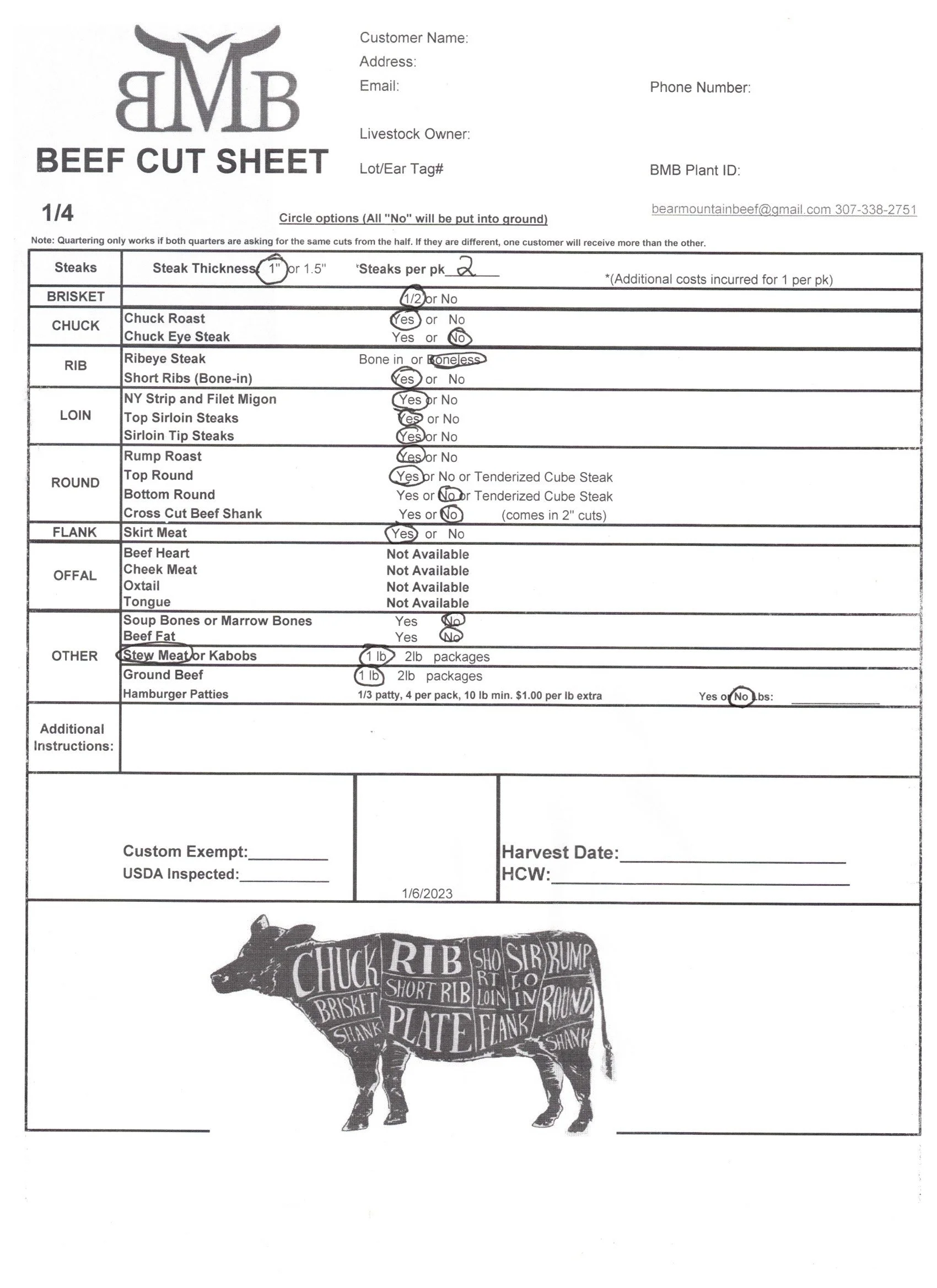 CUT SHEETS - Make a Processing Appointment