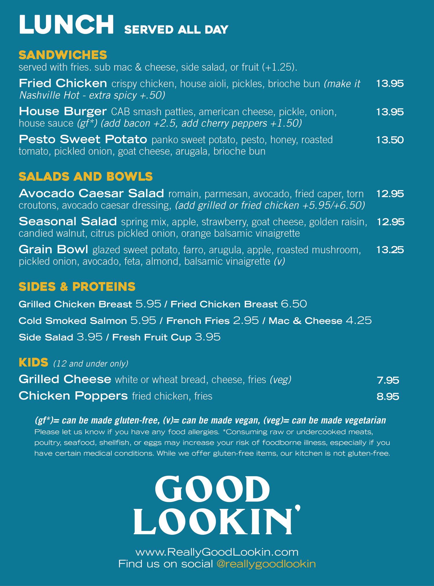 Menu — Good Lookin'