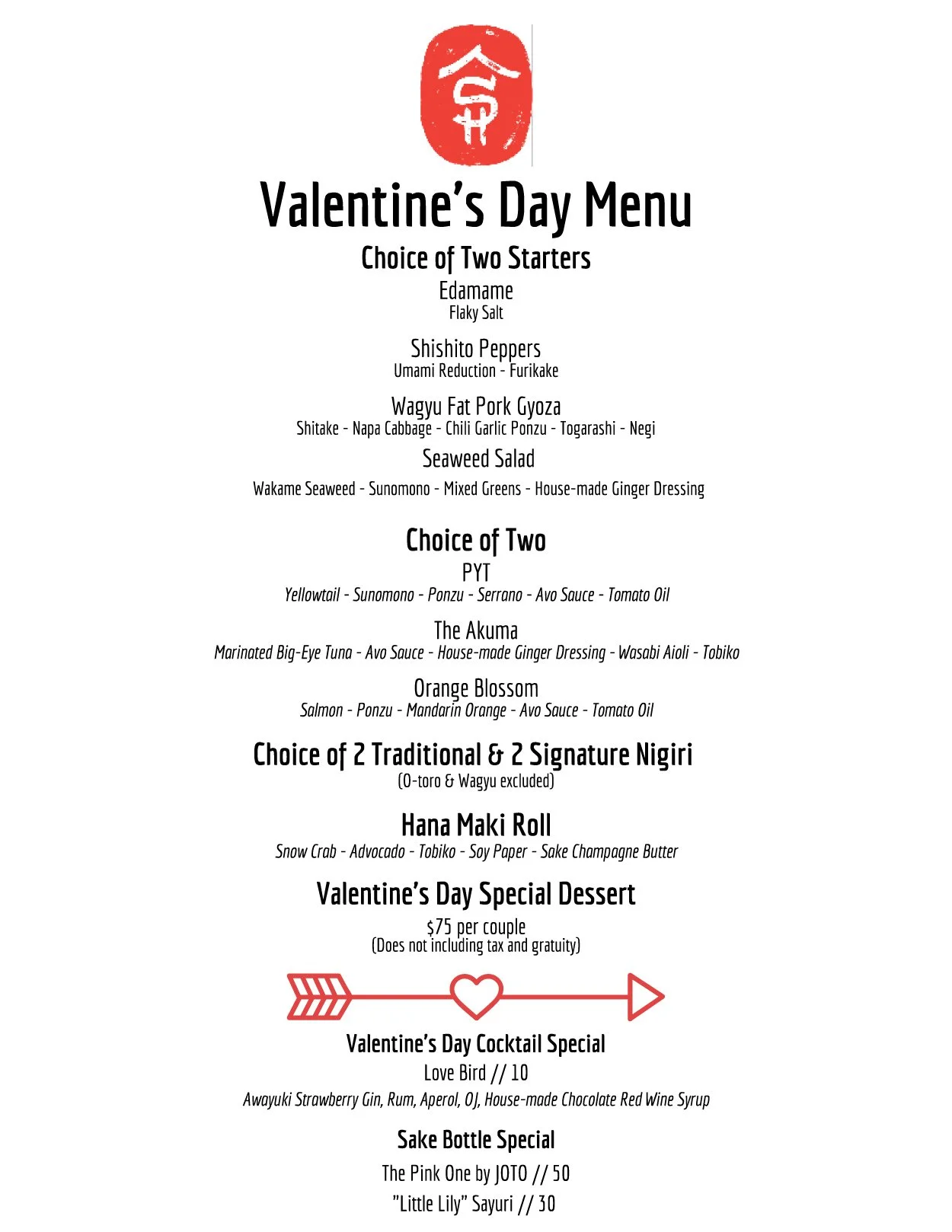 Celebrate Valentine's Day with Special Sake Menu — SAKE HAUS / Sushi ...
