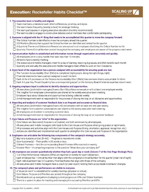 Scaling Up Coaches — Rockefeller Habits Checklist