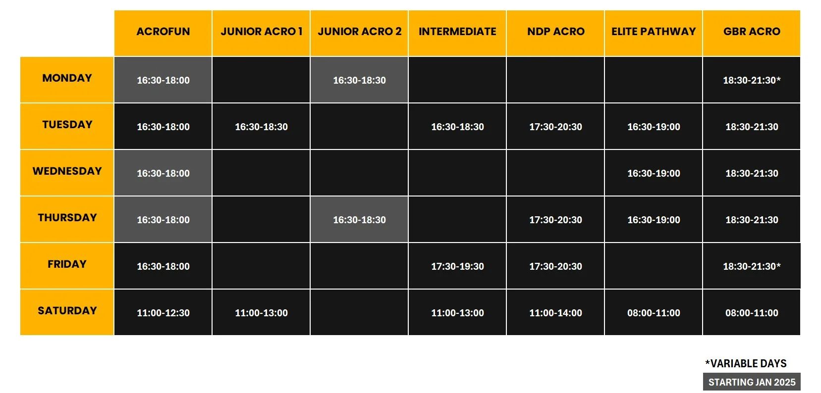 Competition Squads — Tigers Gymnastics Centre