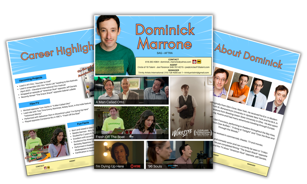 EPK — Actor One-Sheets