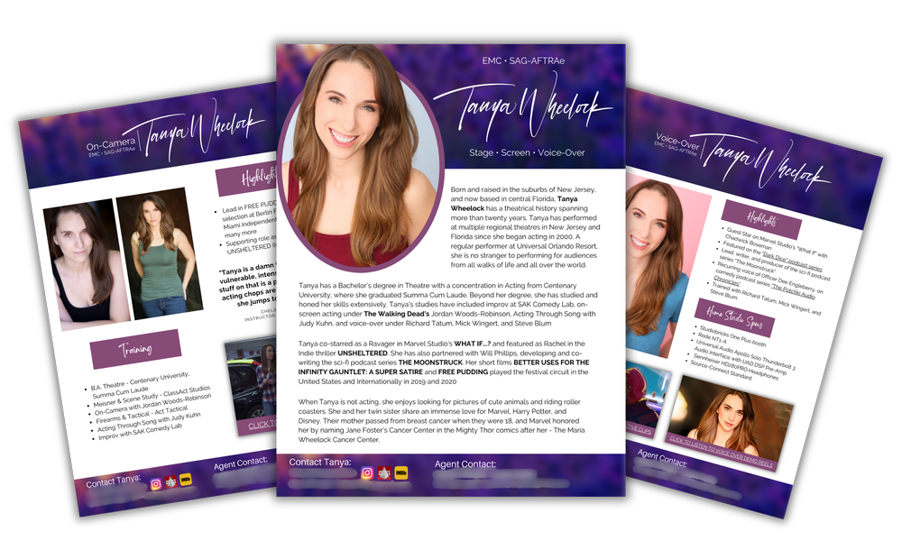 EPK — Actor One-Sheets