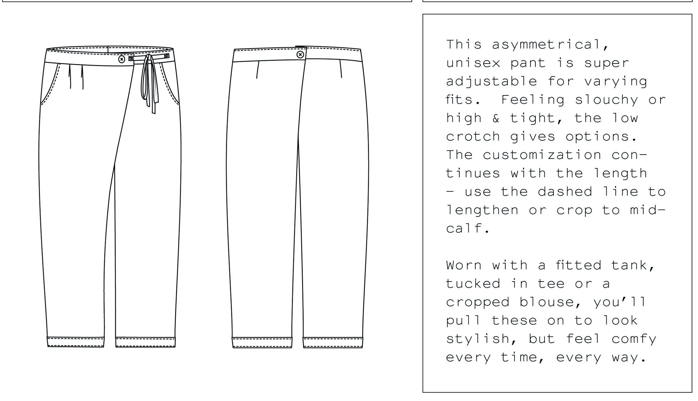 Kits & How To Sewing & Fiber Patterns Asymmetrical Pant PDF Sewing ...