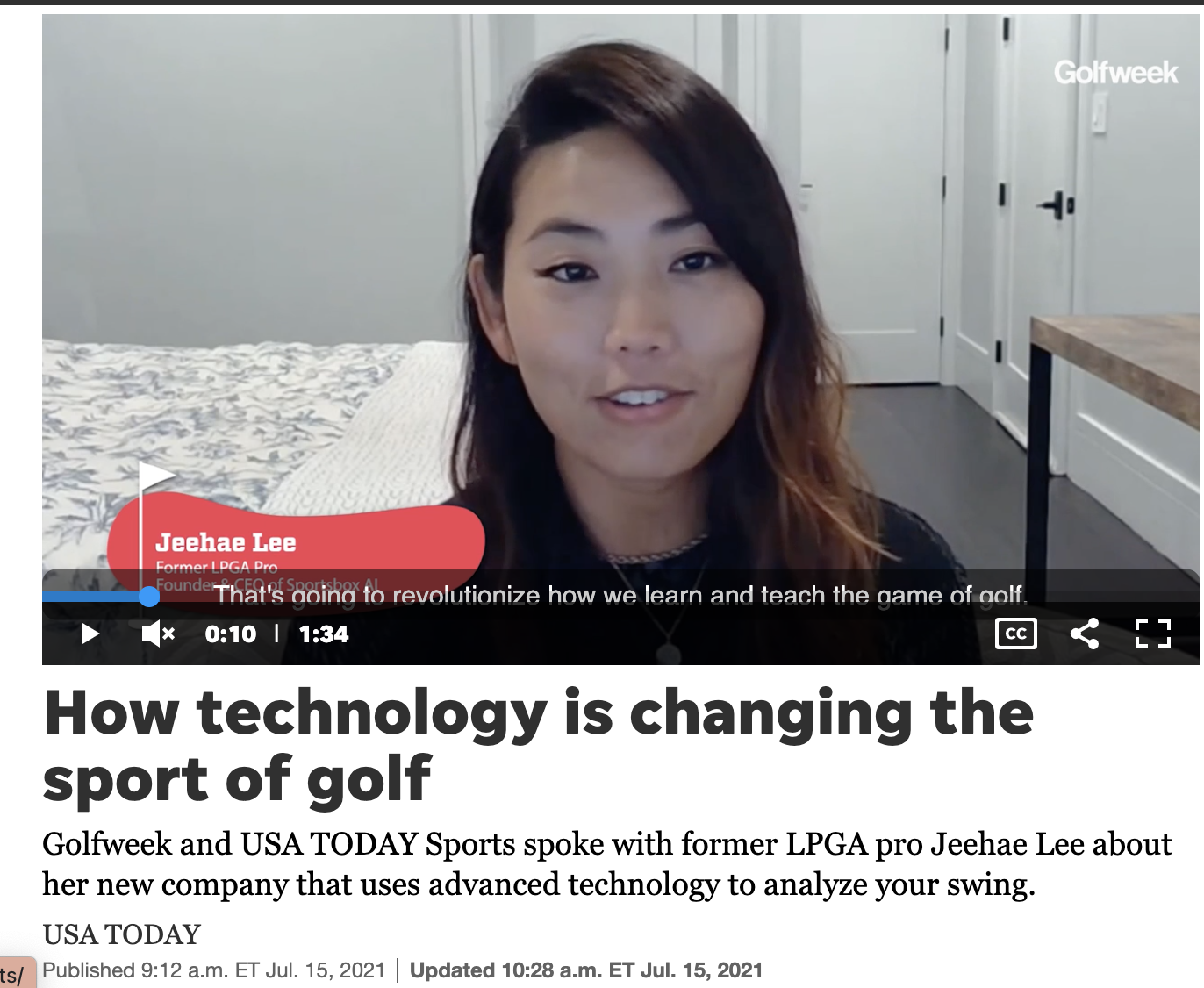 USA Today: Former LPGA player Jeehae Lee shows off new golf app that ...