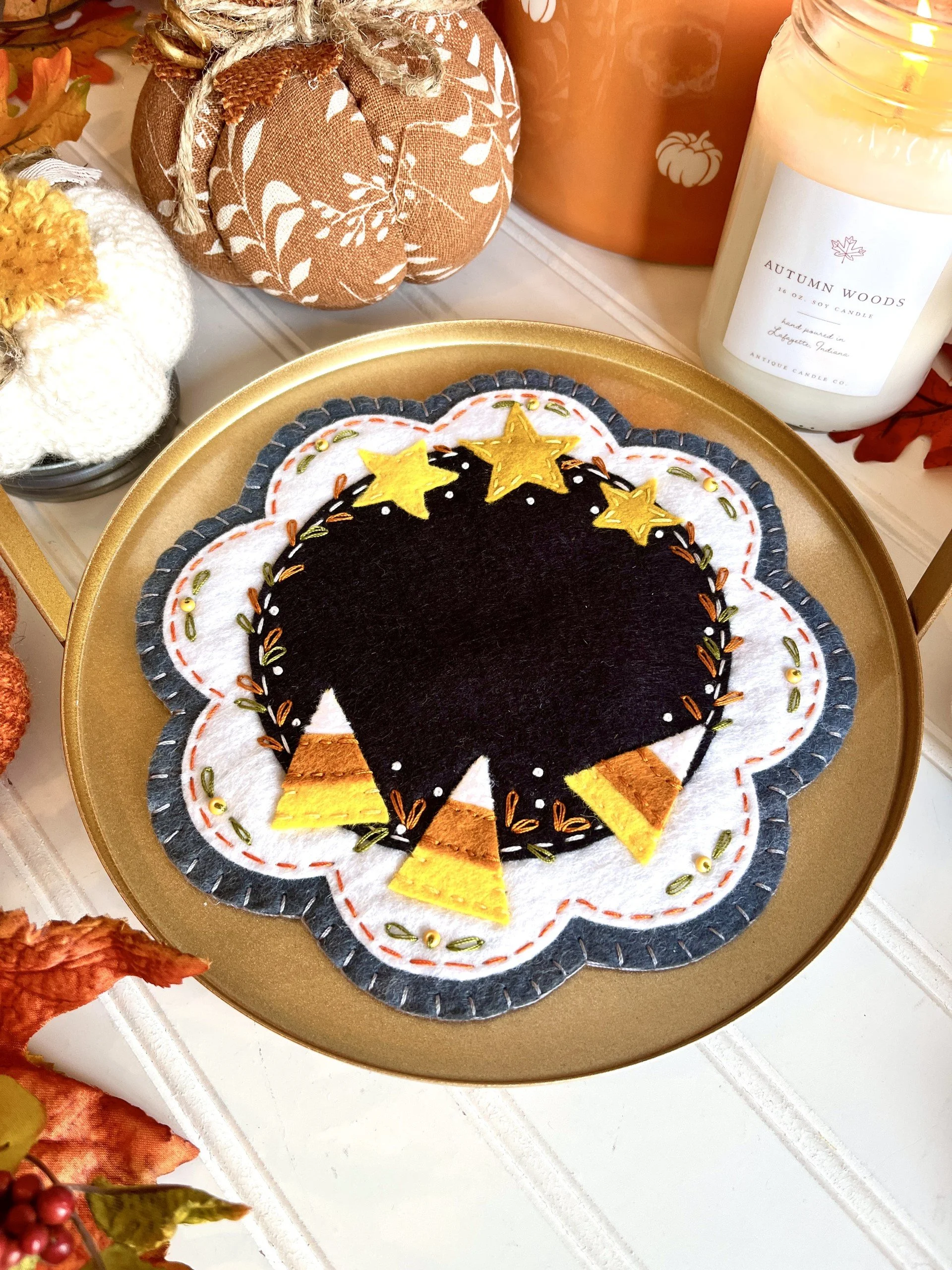 PDF Halloween Felt Candle Cozy mat sewing pattern — simply eilene