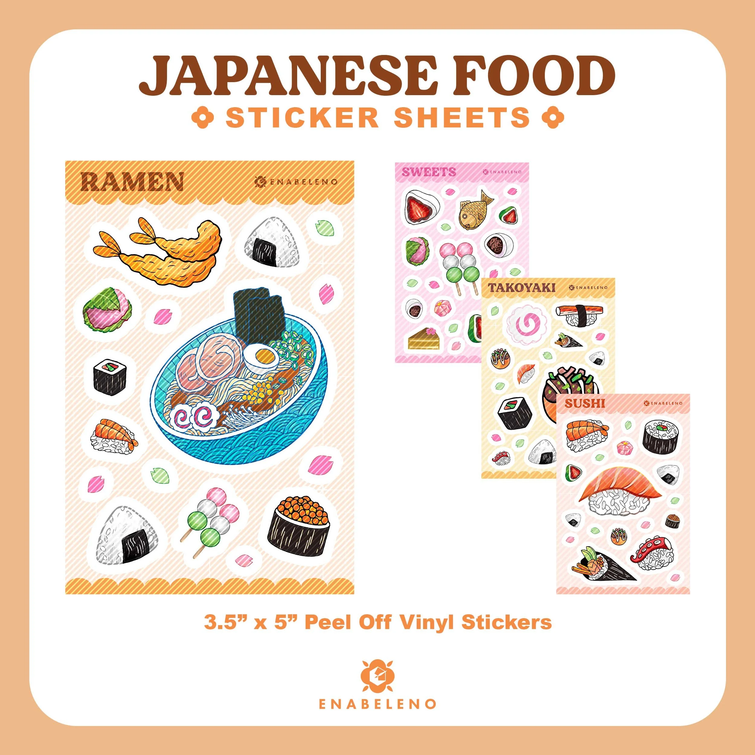 Japanese Food Sticker Sheets — ENABELENO