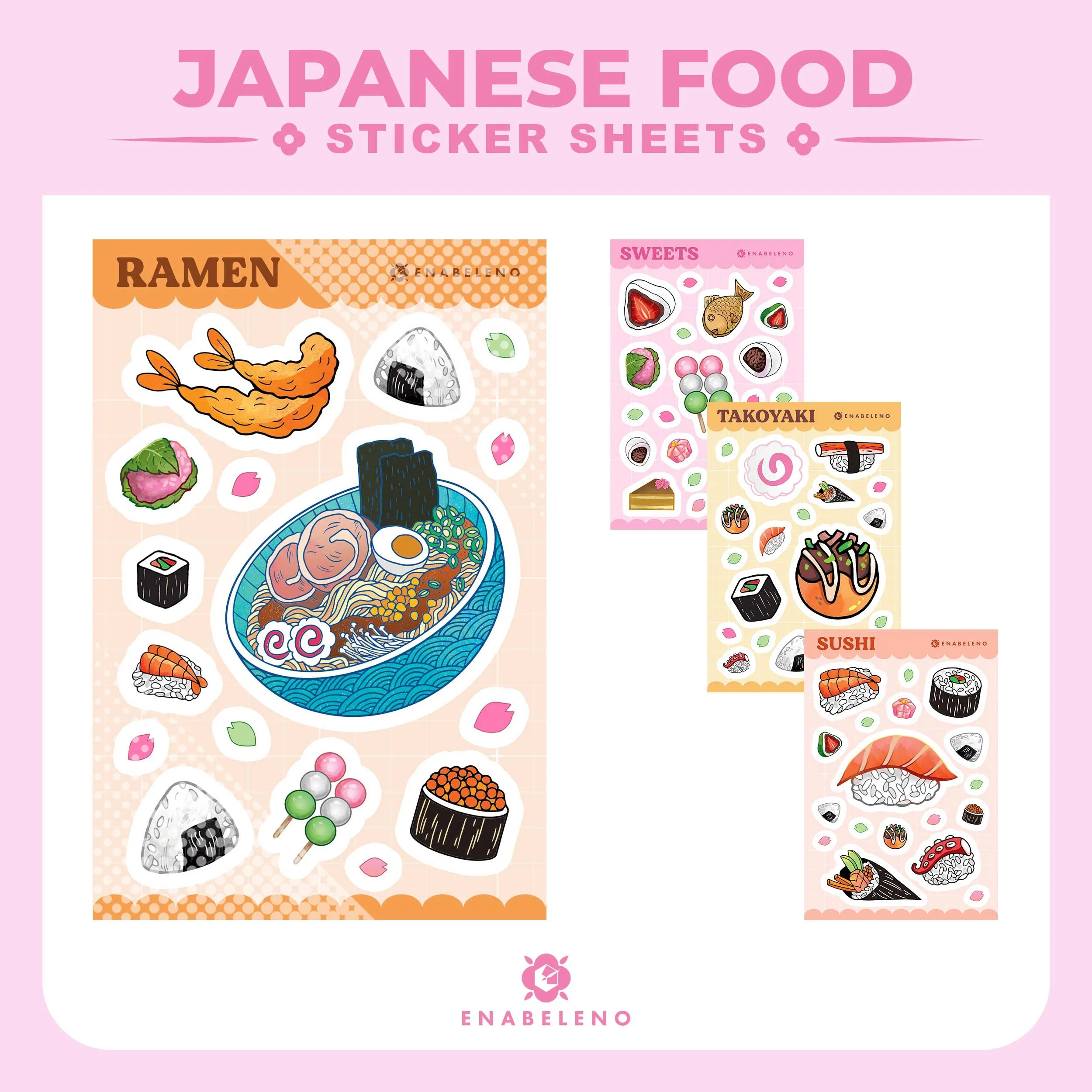 Japanese Food Sticker Sheets — enabelenoart