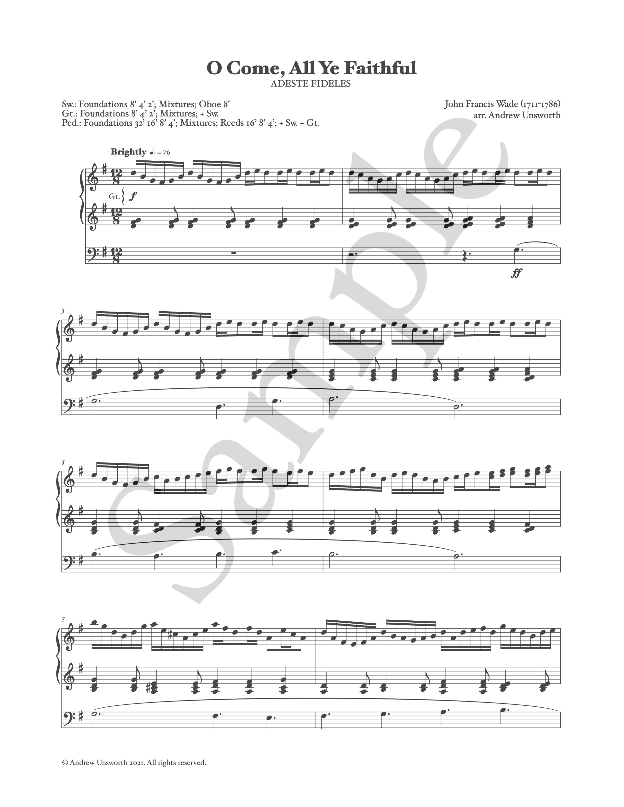 O Come, All Ye Faithful — Andrew Unsworth ||||| Organist