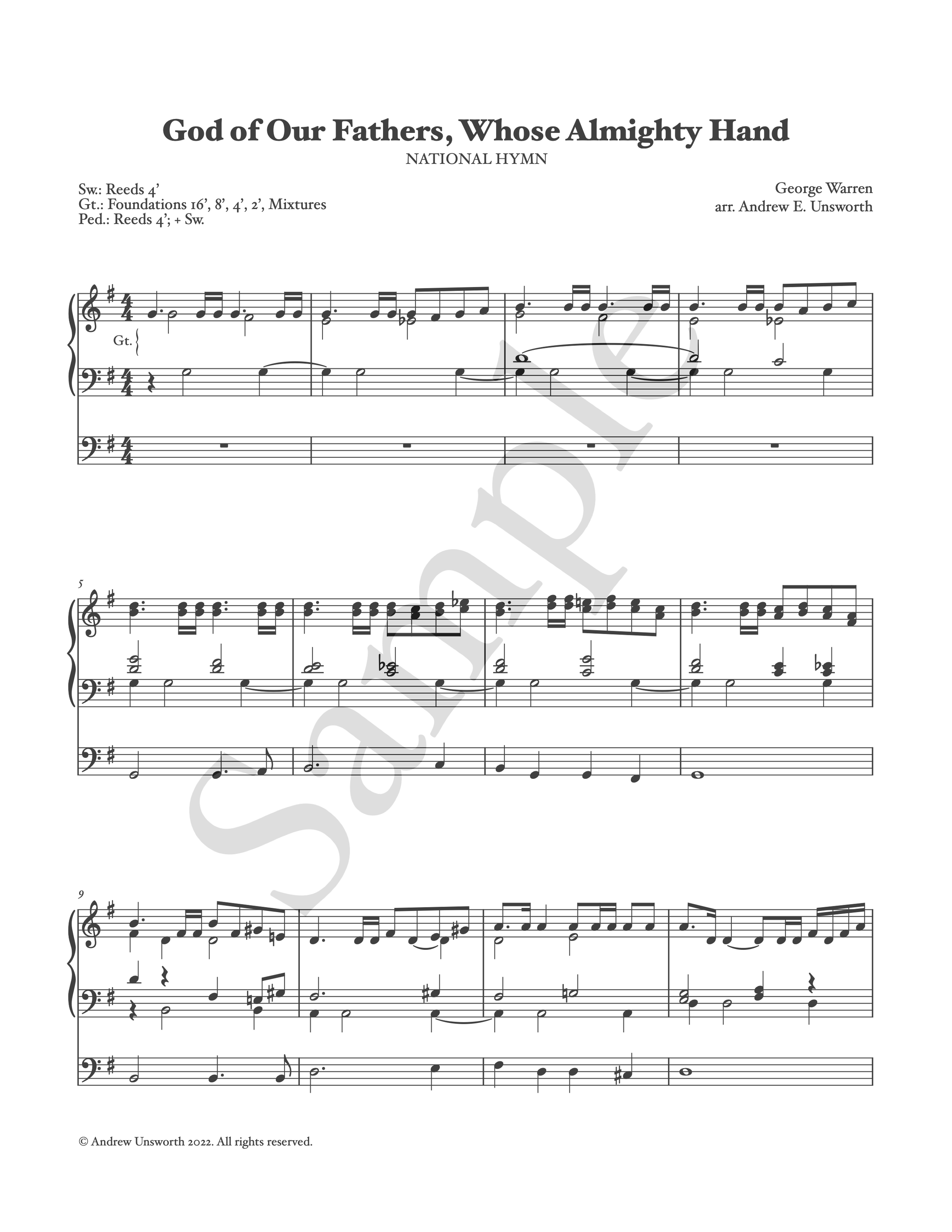 God of Our Fathers, Whose Almighty Hand — Andrew Unsworth ||||| Organist