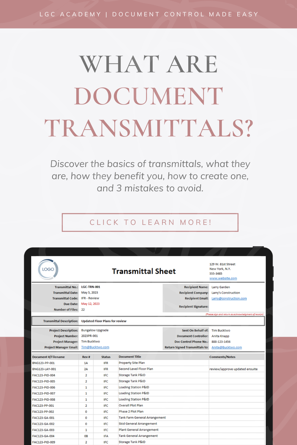 What are Document Transmittals? (Transmittal Form Basics!) | LGC Academy
